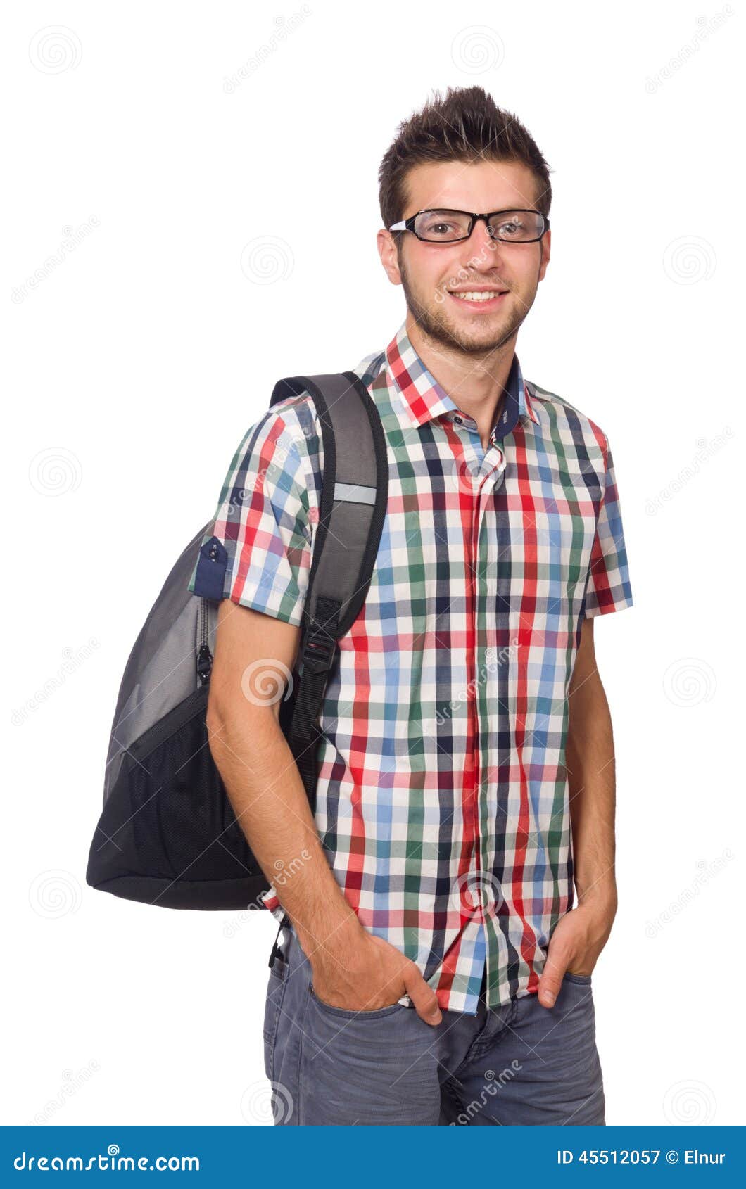 Student with Backpack Isolated Stock Image - Image of pretty, humorous ...