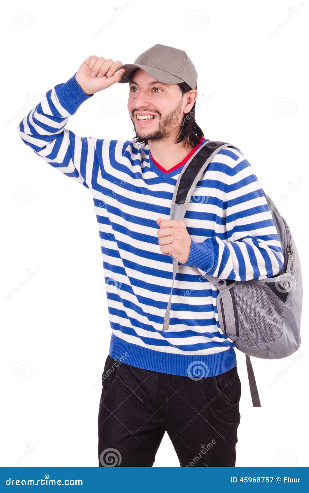 Student with Backpack Isolated Stock Image - Image of book, cheerful ...