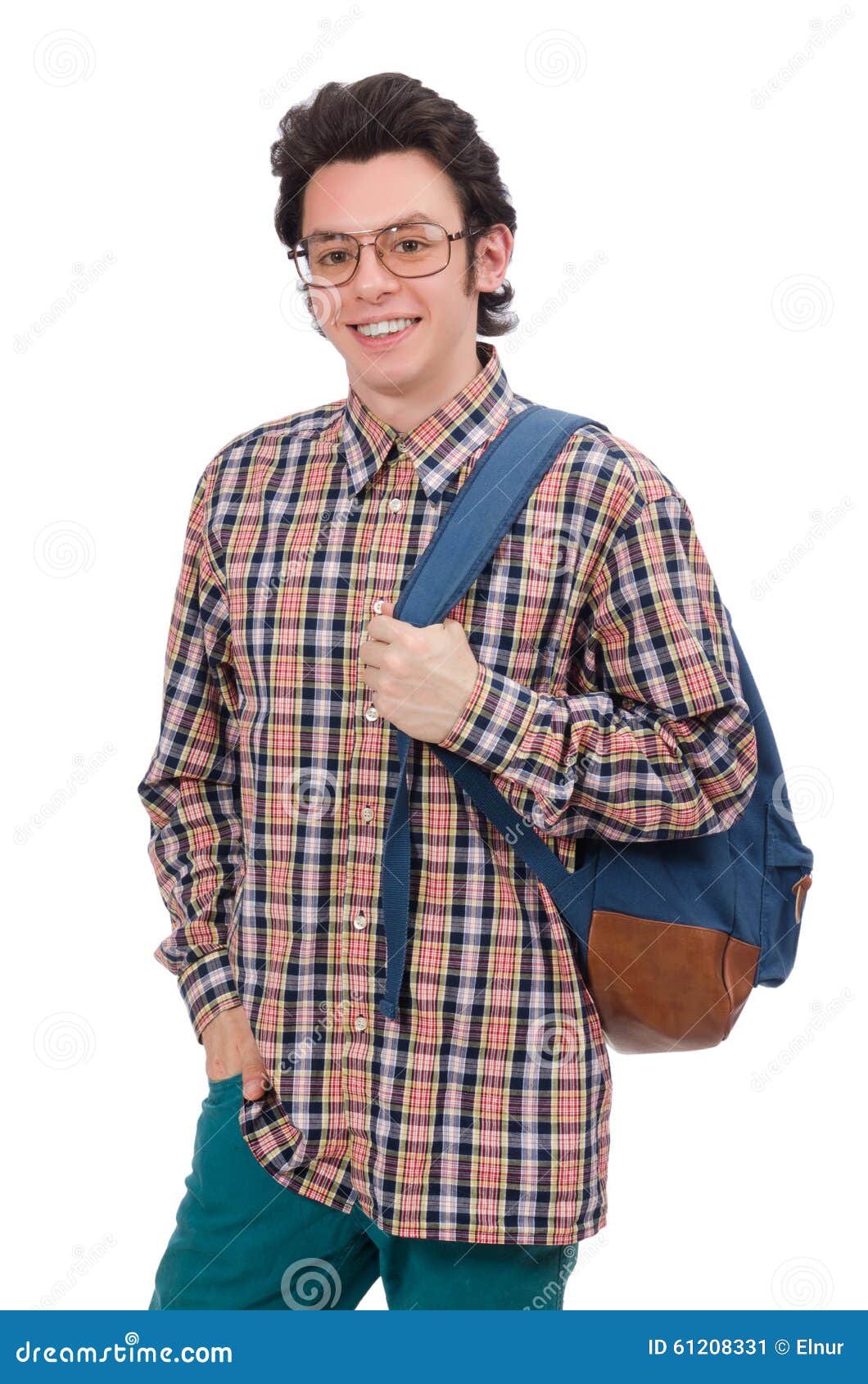 The Student with Backpack Isolated on White Stock Image - Image of ...