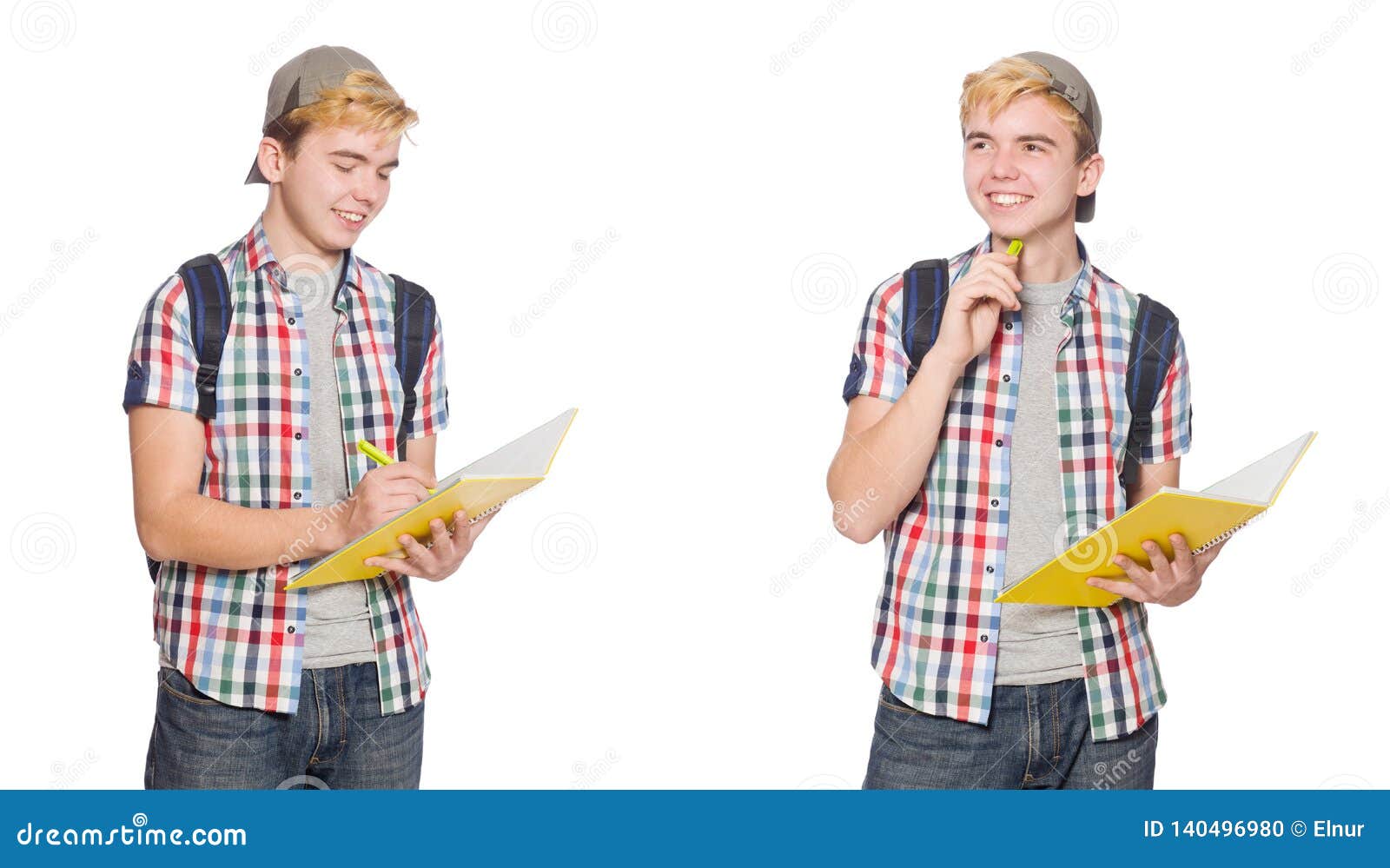 The Student with Backpack and Notes Isolated on White Stock Photo ...