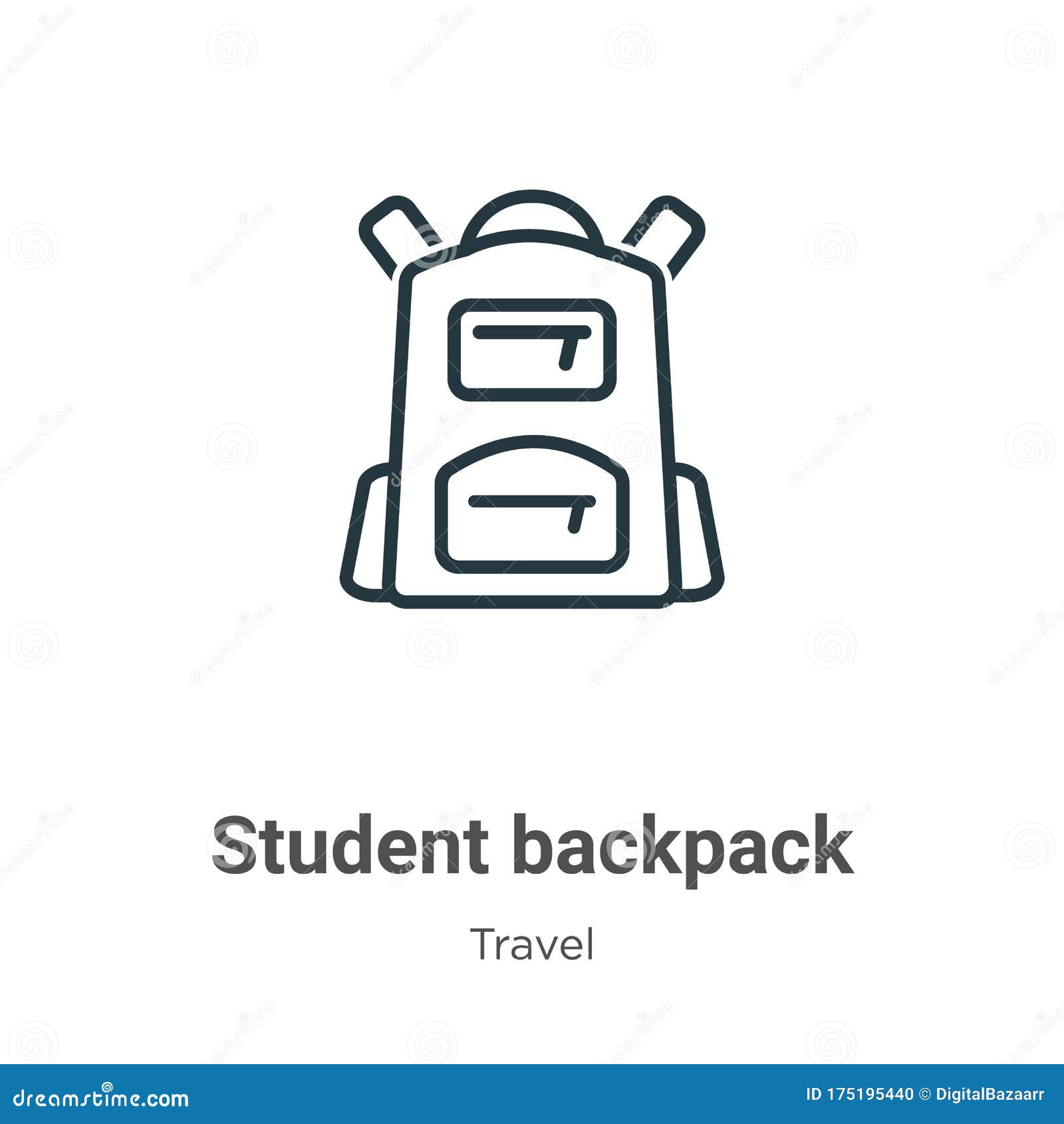 Student Backpack Outline Vector Icon. Thin Line Black Student Backpack ...