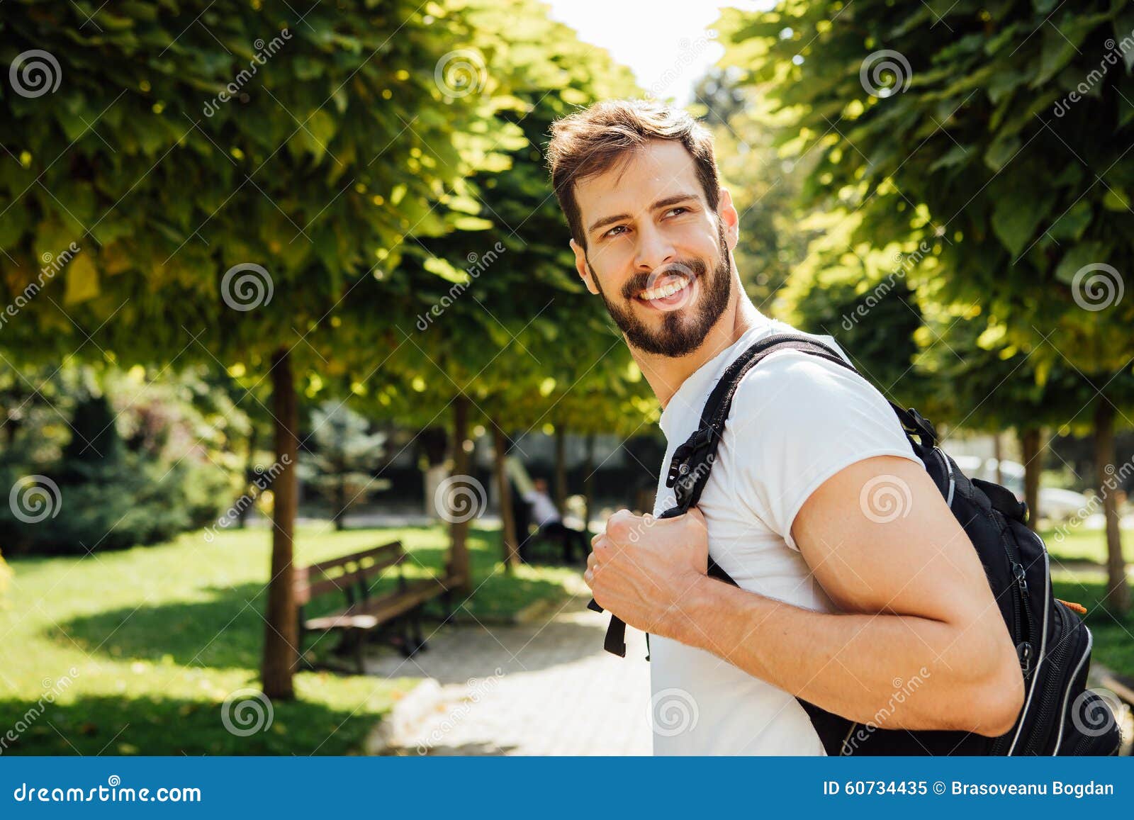 Student with Backpack Outside Stock Image - Image of portrait, class ...