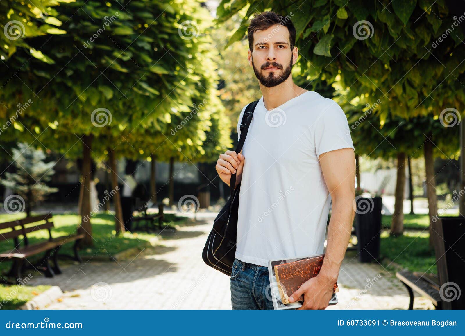 Student with Backpack Outside Stock Image - Image of confident, school ...