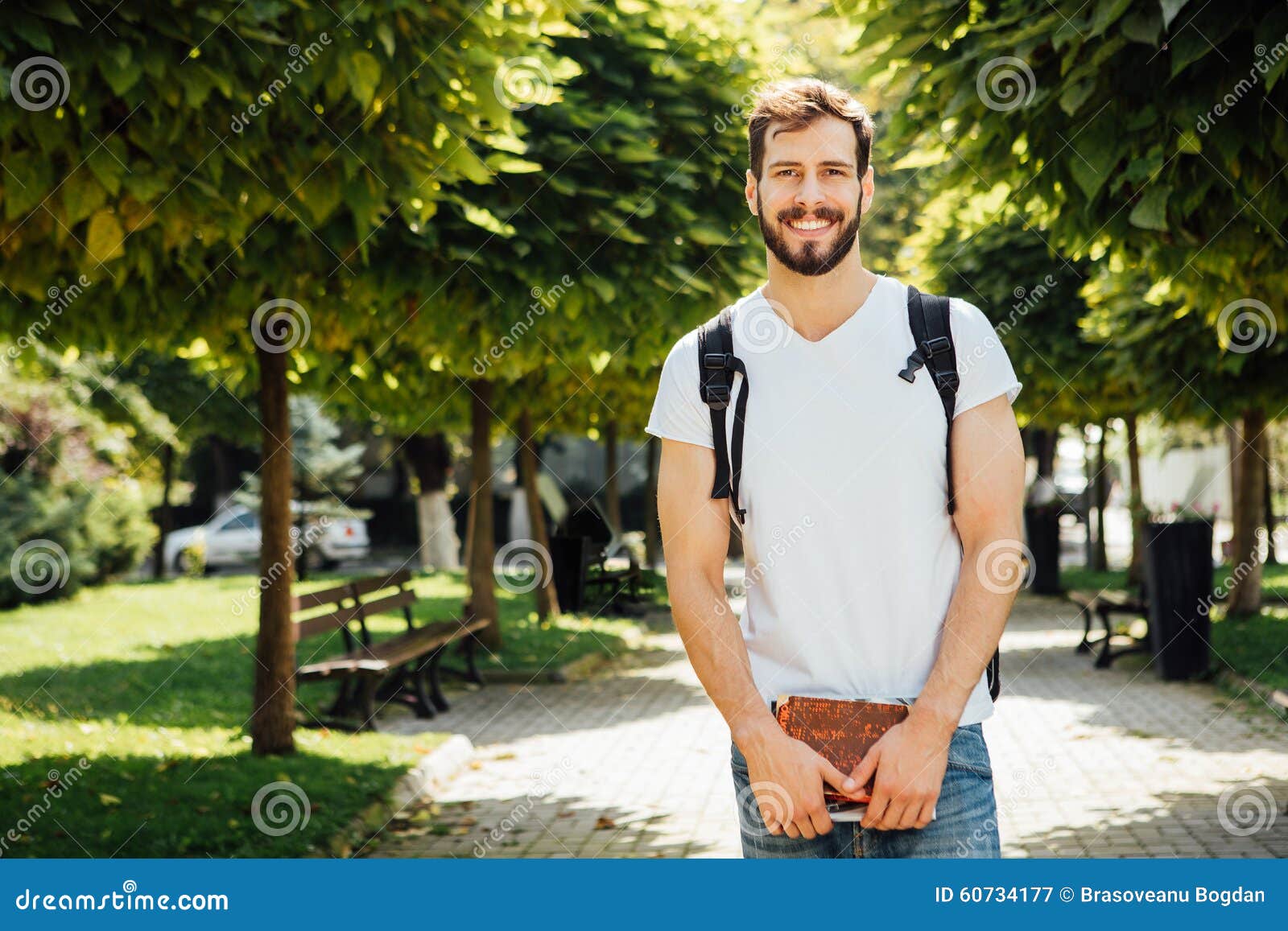 Student with Backpack Outside Stock Image - Image of students ...