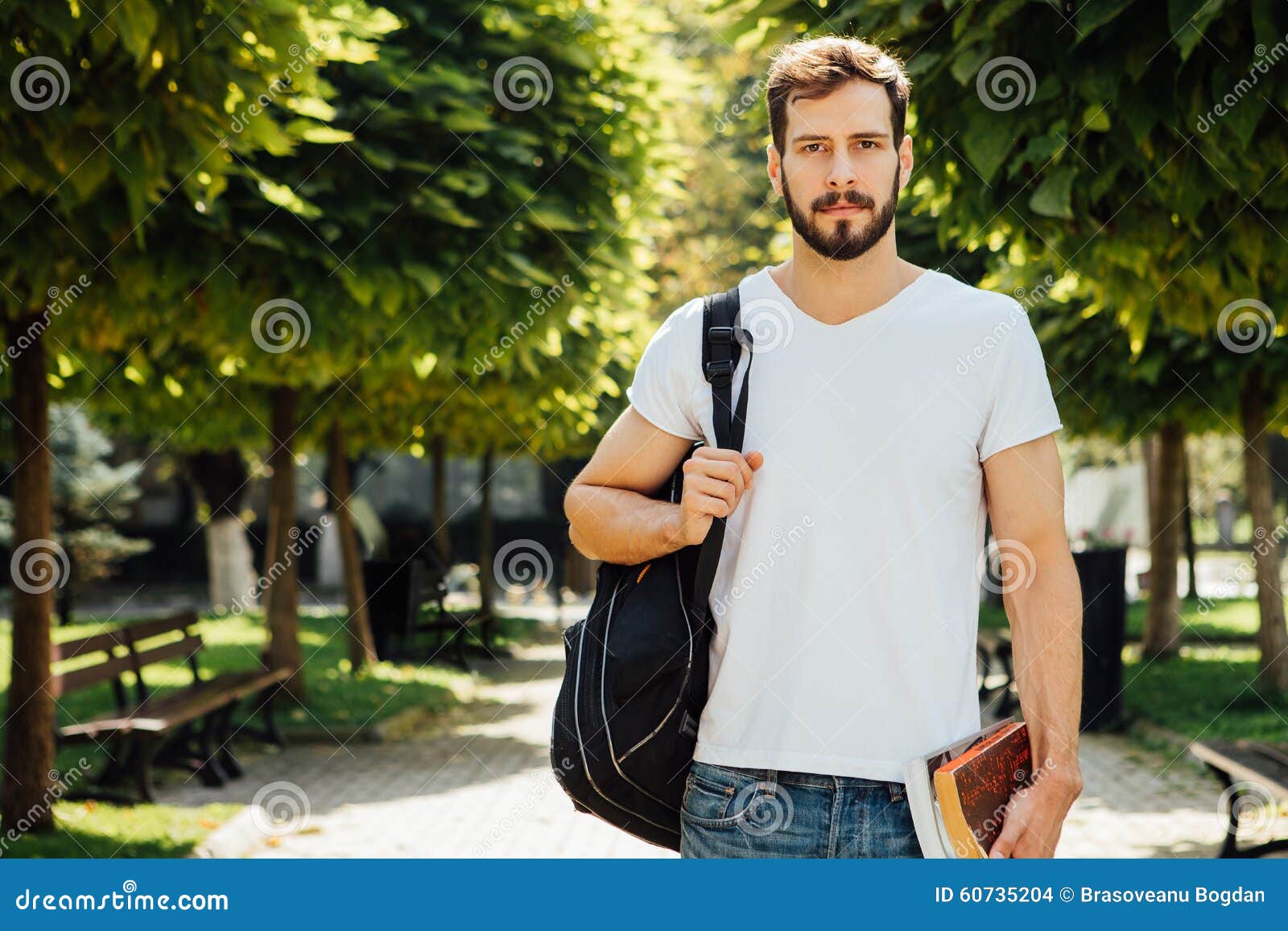 Student with Backpack Outside Stock Photo - Image of teenager, young ...