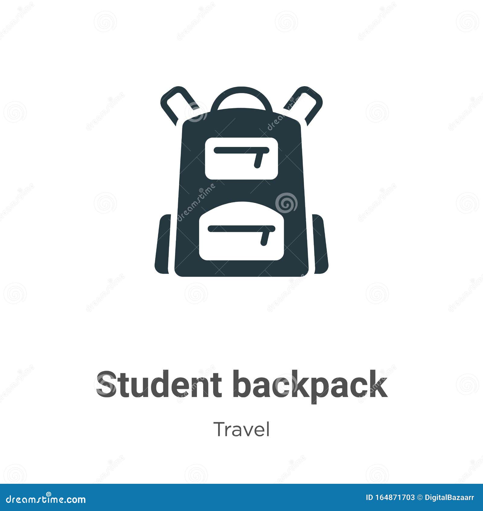 Student Backpack Vector Icon on White Background. Flat Vector Student ...