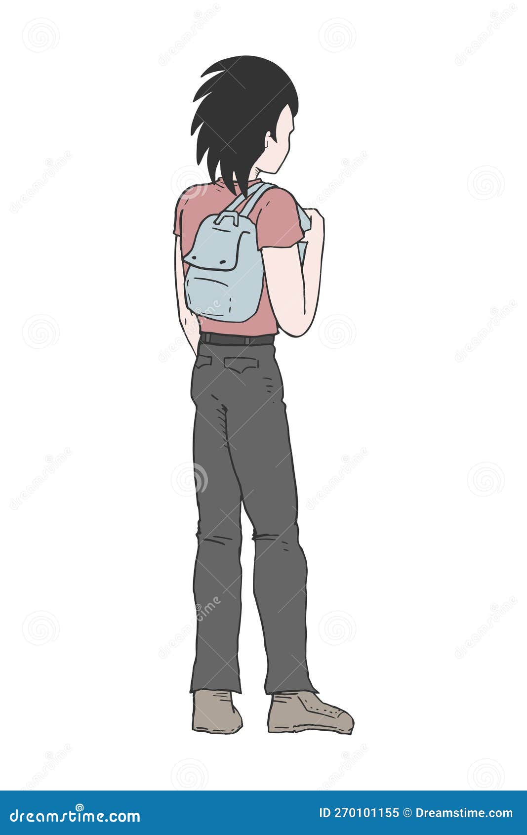 Student with bag draw stock vector. Illustration of young - 270101155