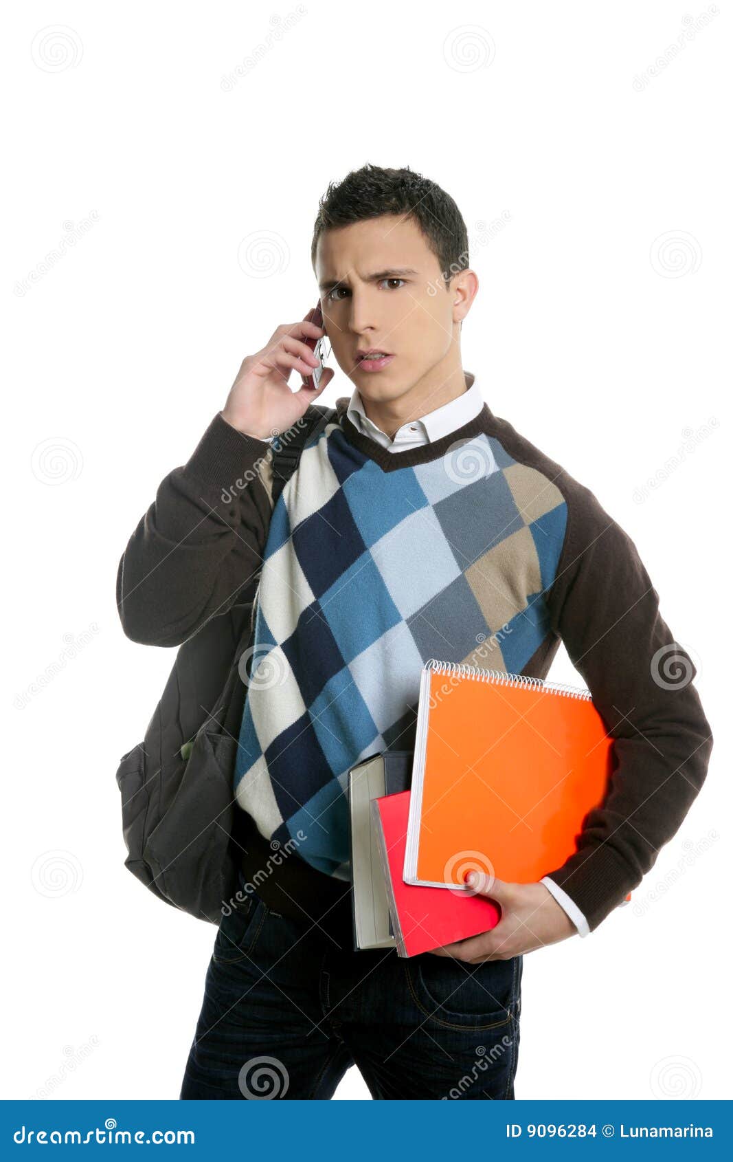 Student with Bag, Phone and Books Going School Stock Photo - Image of ...
