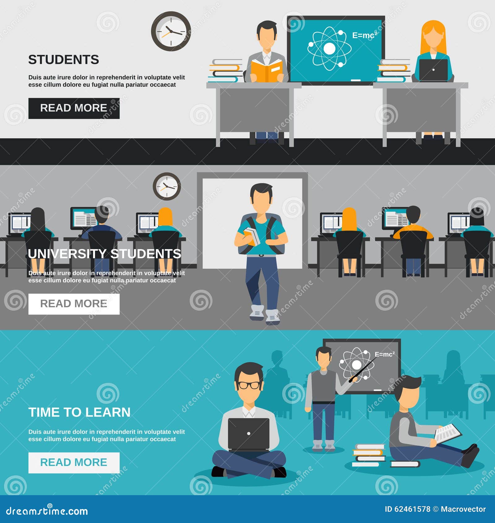Student Banner Set stock vector. Illustration of flat - 62461578
