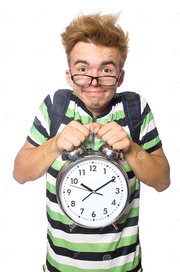 Student being late stock image. Image of alarm, smile - 46953029