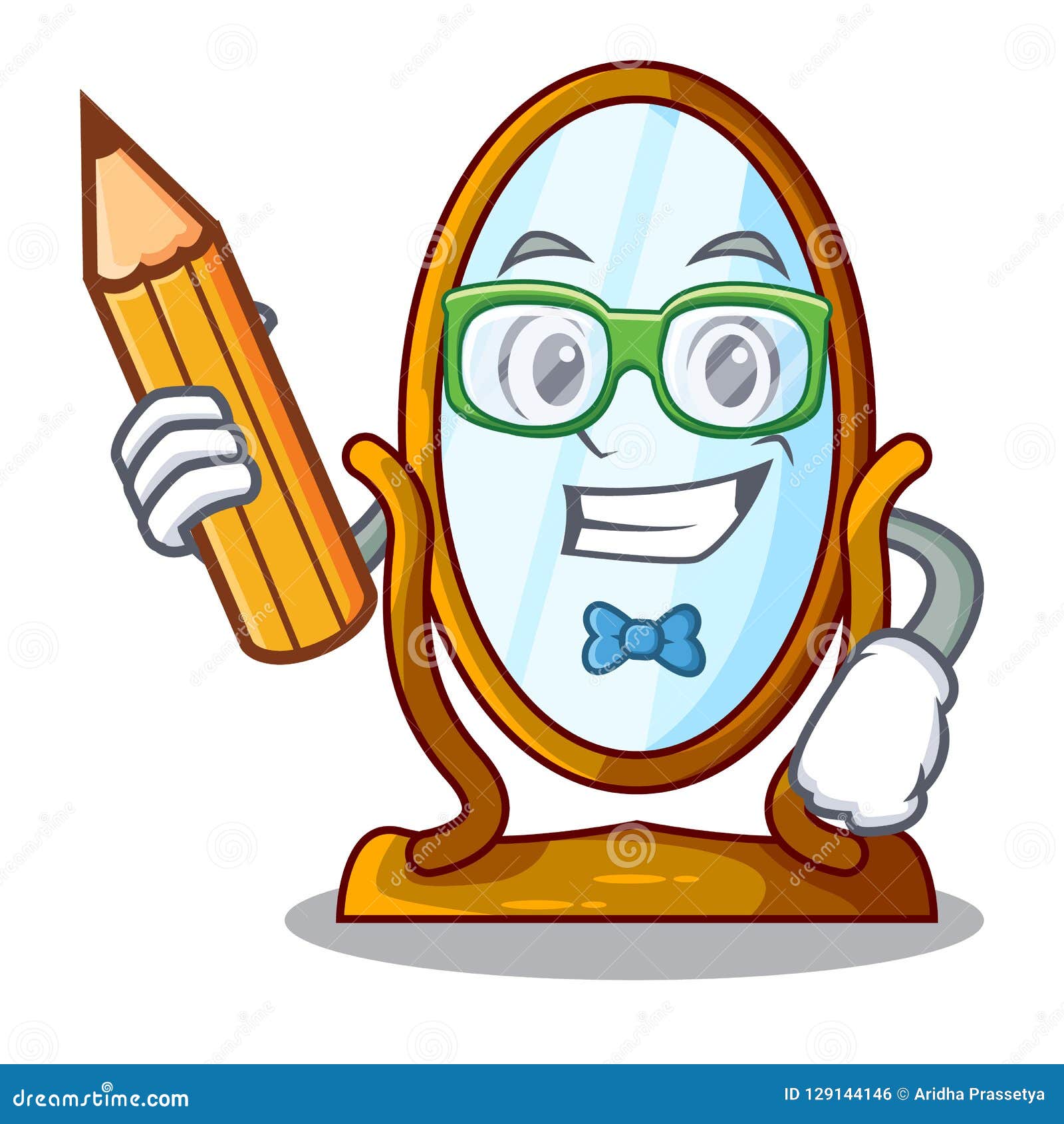 Student Big Cartoon Mirror in Wooden Frame Stock Vector - Illustration ...