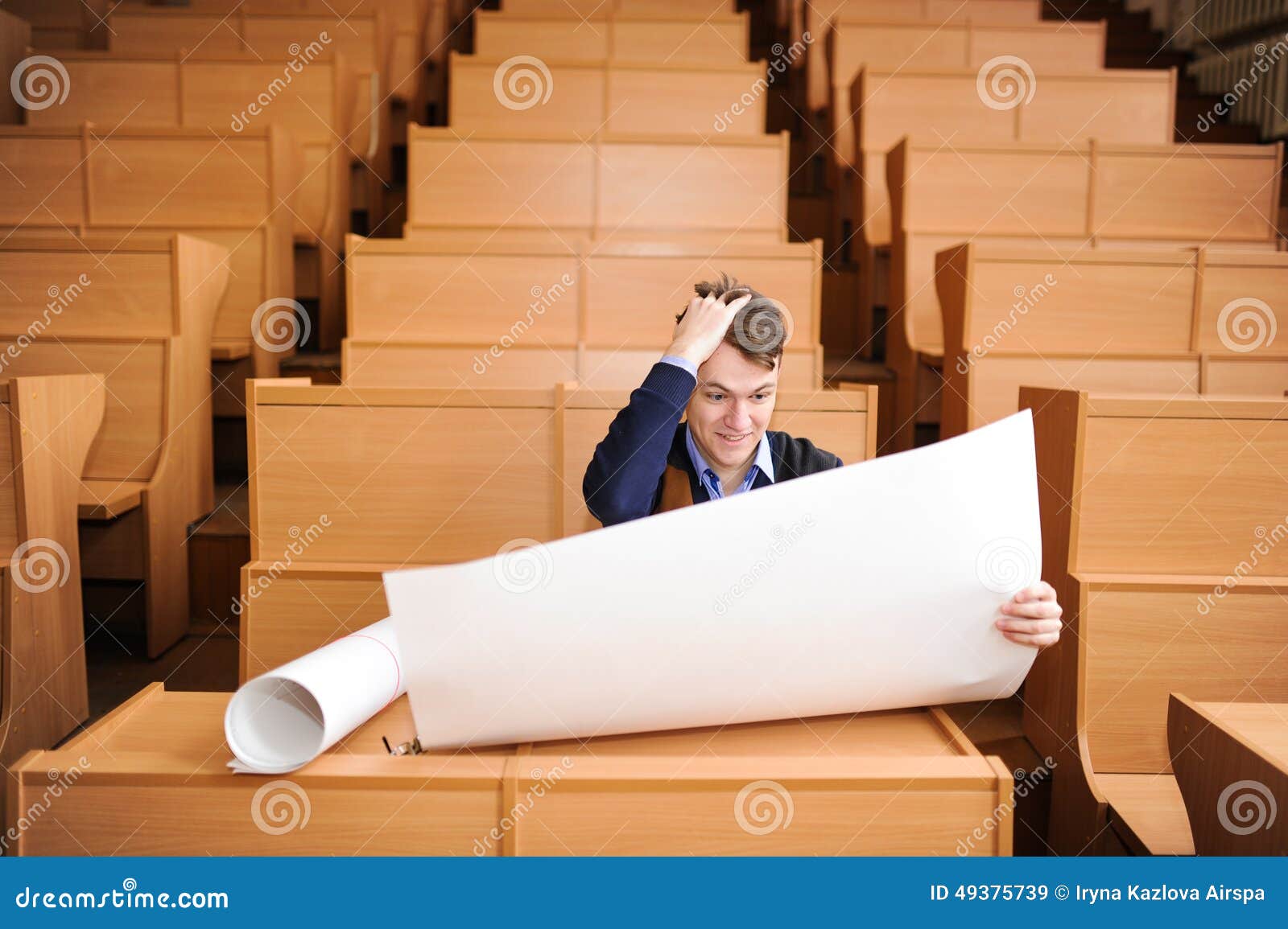 The Student in a Big Class Prepares for Examination Stock Image - Image ...