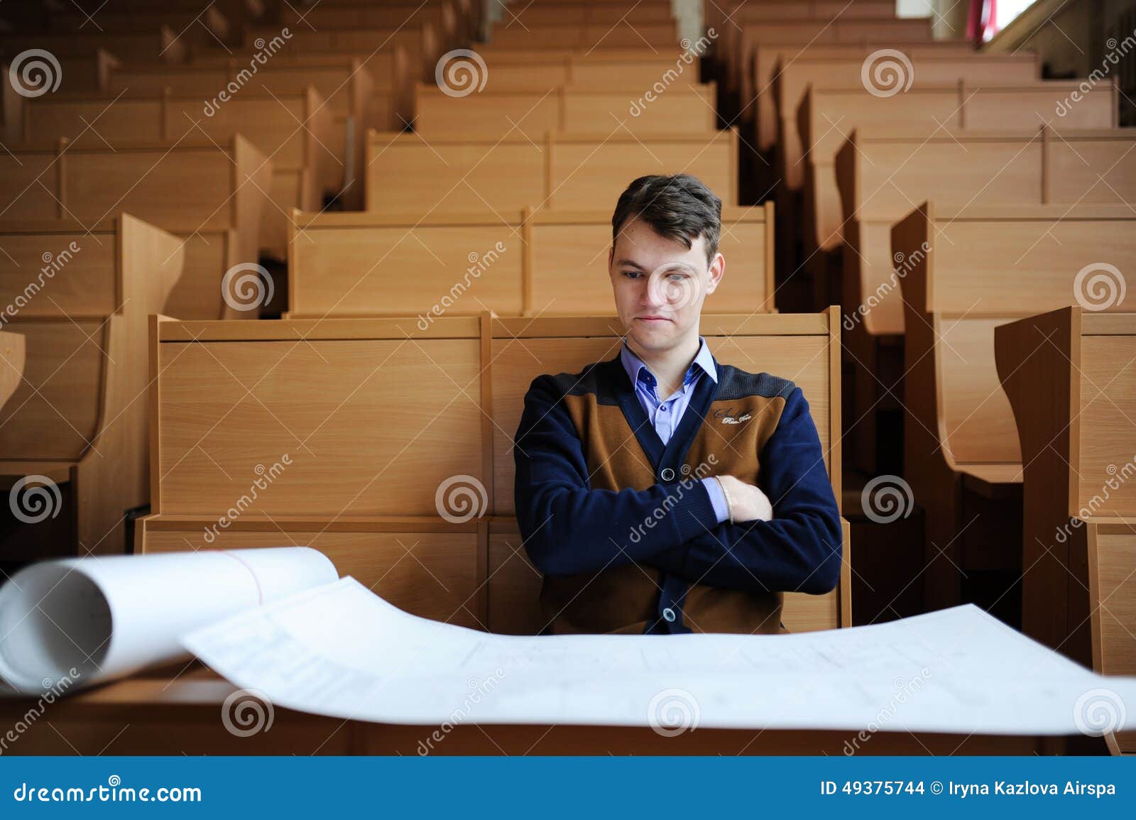 The Student in a Big Class Prepares for Examination Stock Photo - Image ...