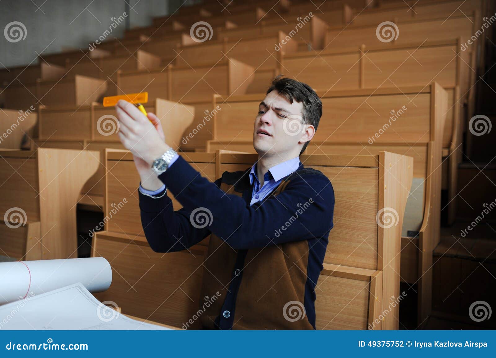 The Student in a Big Class Prepares for Examination Stock Photo - Image ...