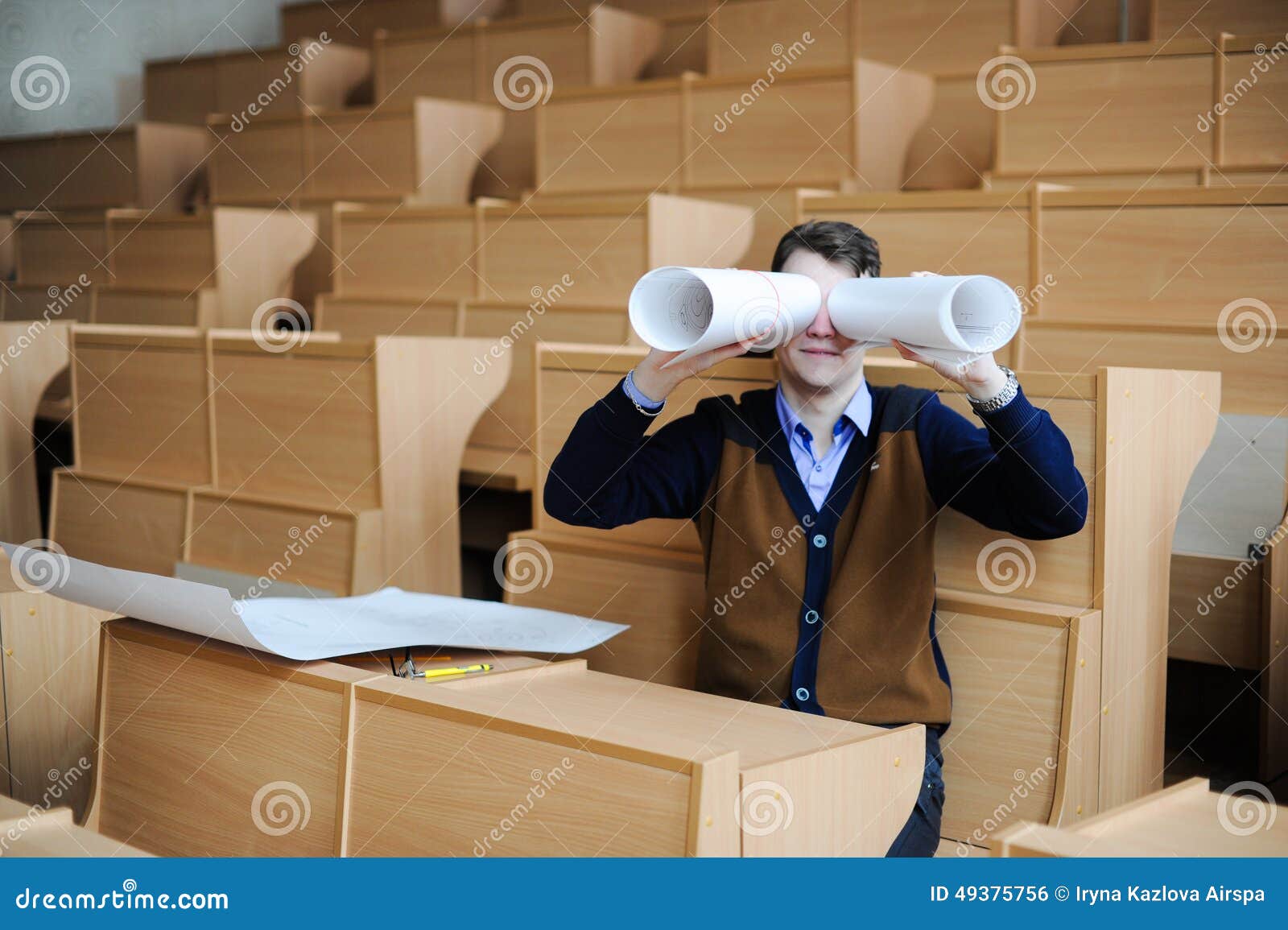 The Student in a Big Class Prepares for Examination Stock Photo - Image ...