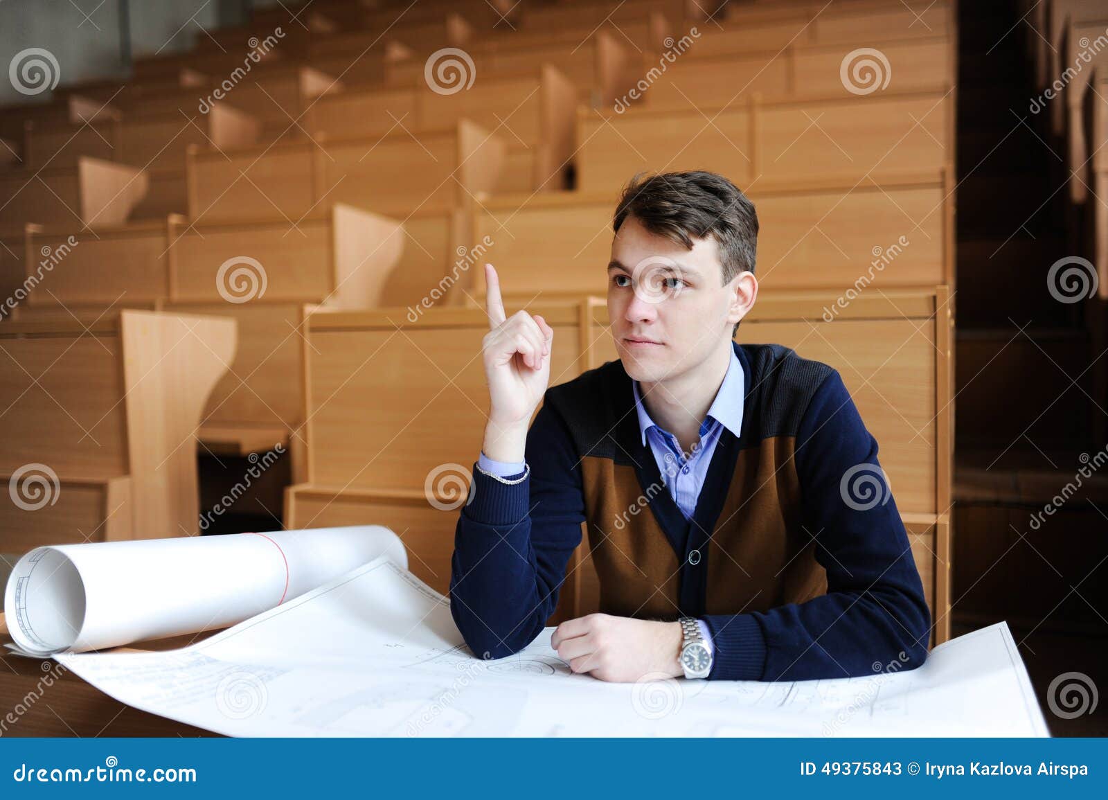 The Student in a Big Class Prepares for Examination Stock Image - Image ...