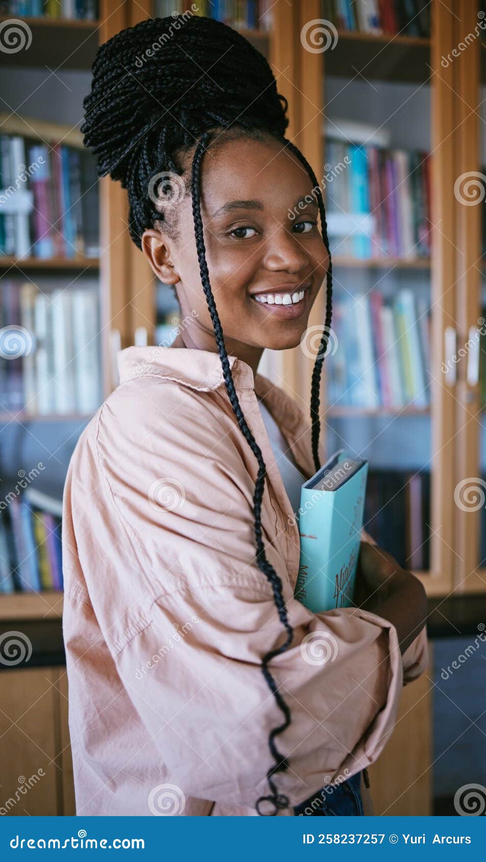 Student, Black Woman and Library Books University, Education and ...