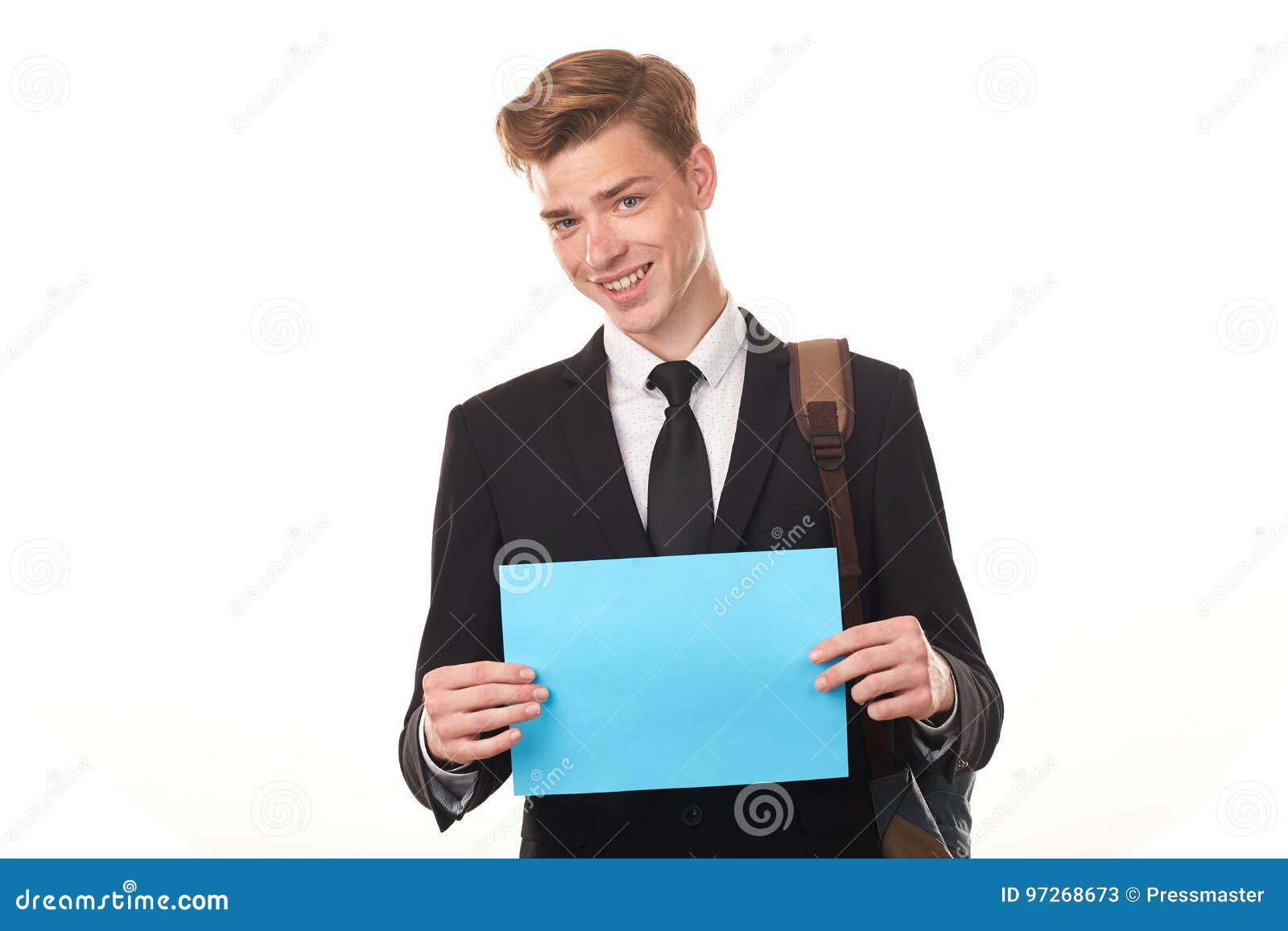 Student with blank paper stock image. Image of portrait - 97268673