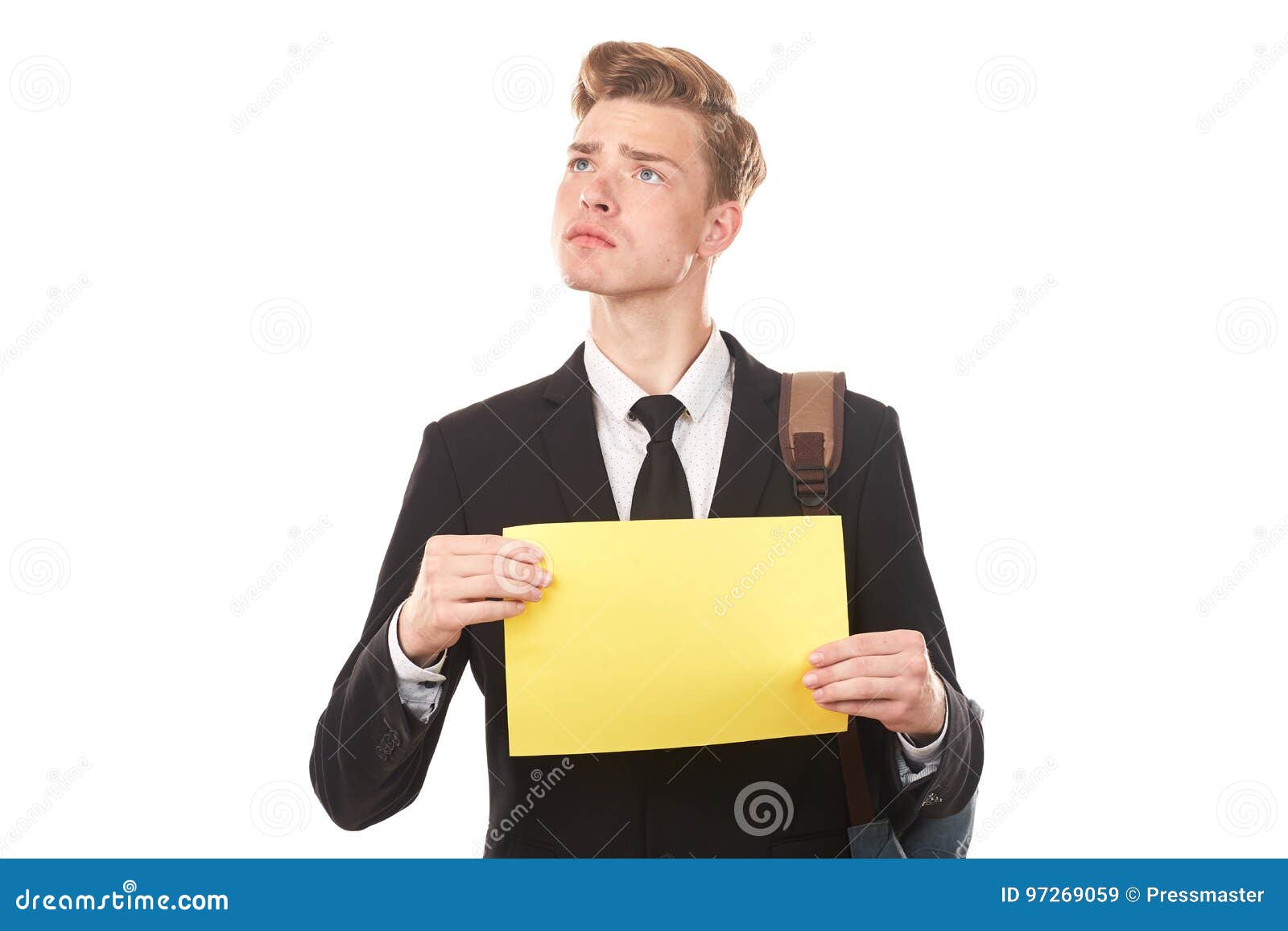 Student with blank paper stock image. Image of teenage - 97269059