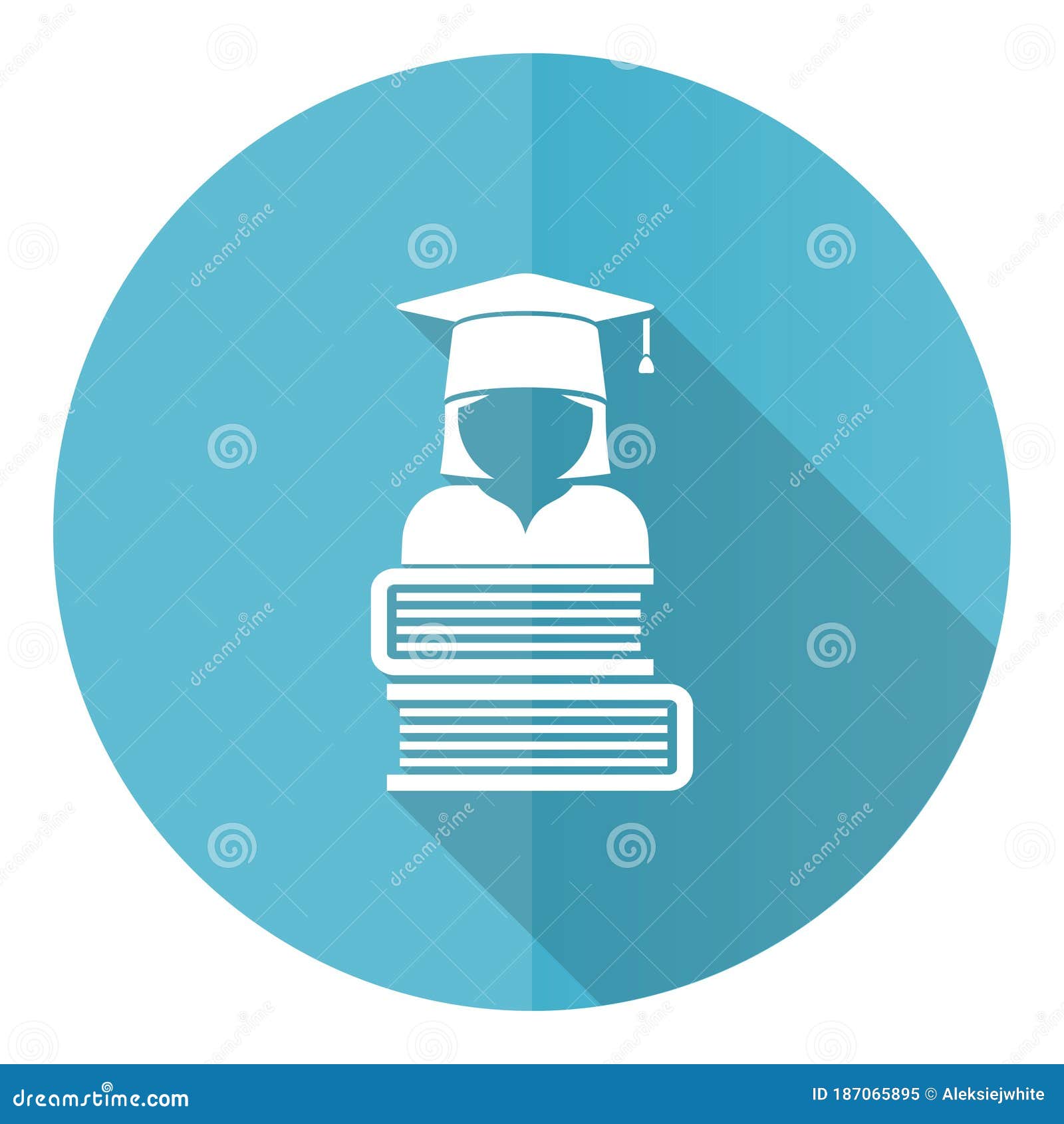 Student Blue Round Flat Design Vector Icon Isolated on White Background ...