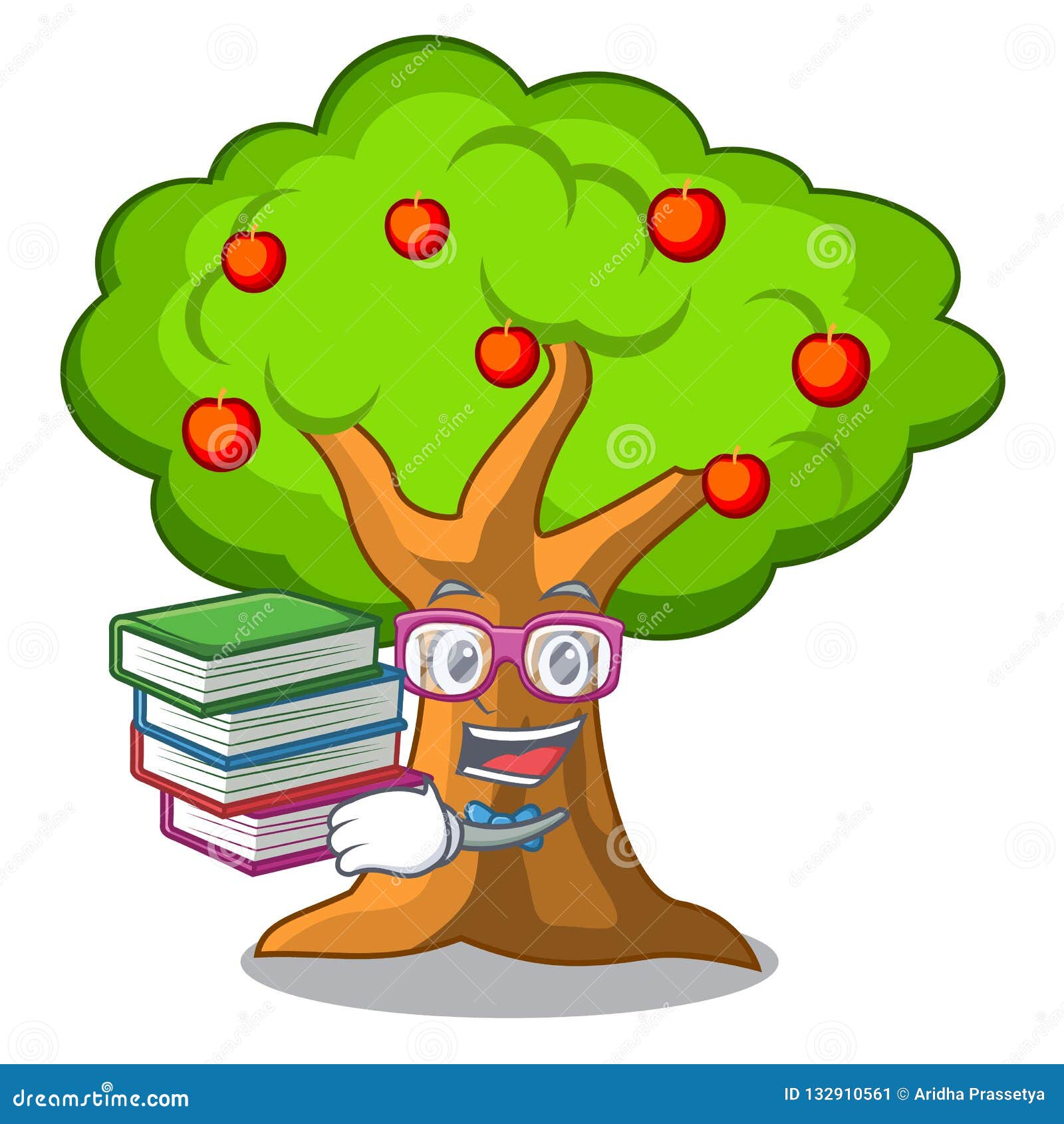 Student with Book Apple Tree in Agriculture the Cartoon Stock Vector ...
