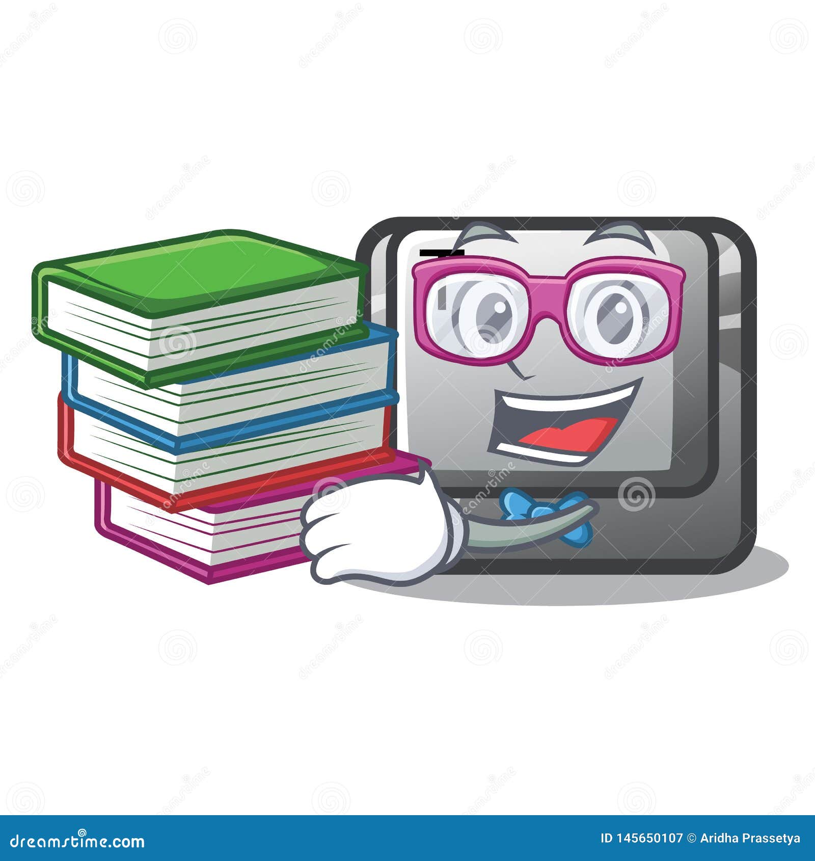 Student with Book Button T in the Mascot Shape Stock Vector ...