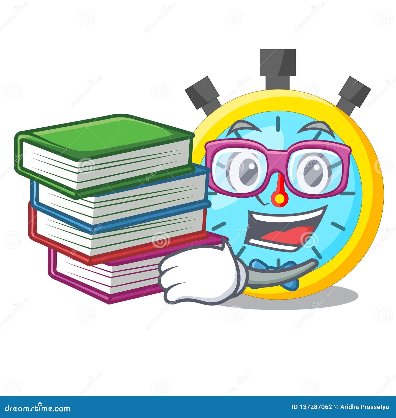 Student With Book Cartoon Stopwatch On For The Race Vector Illustration ...