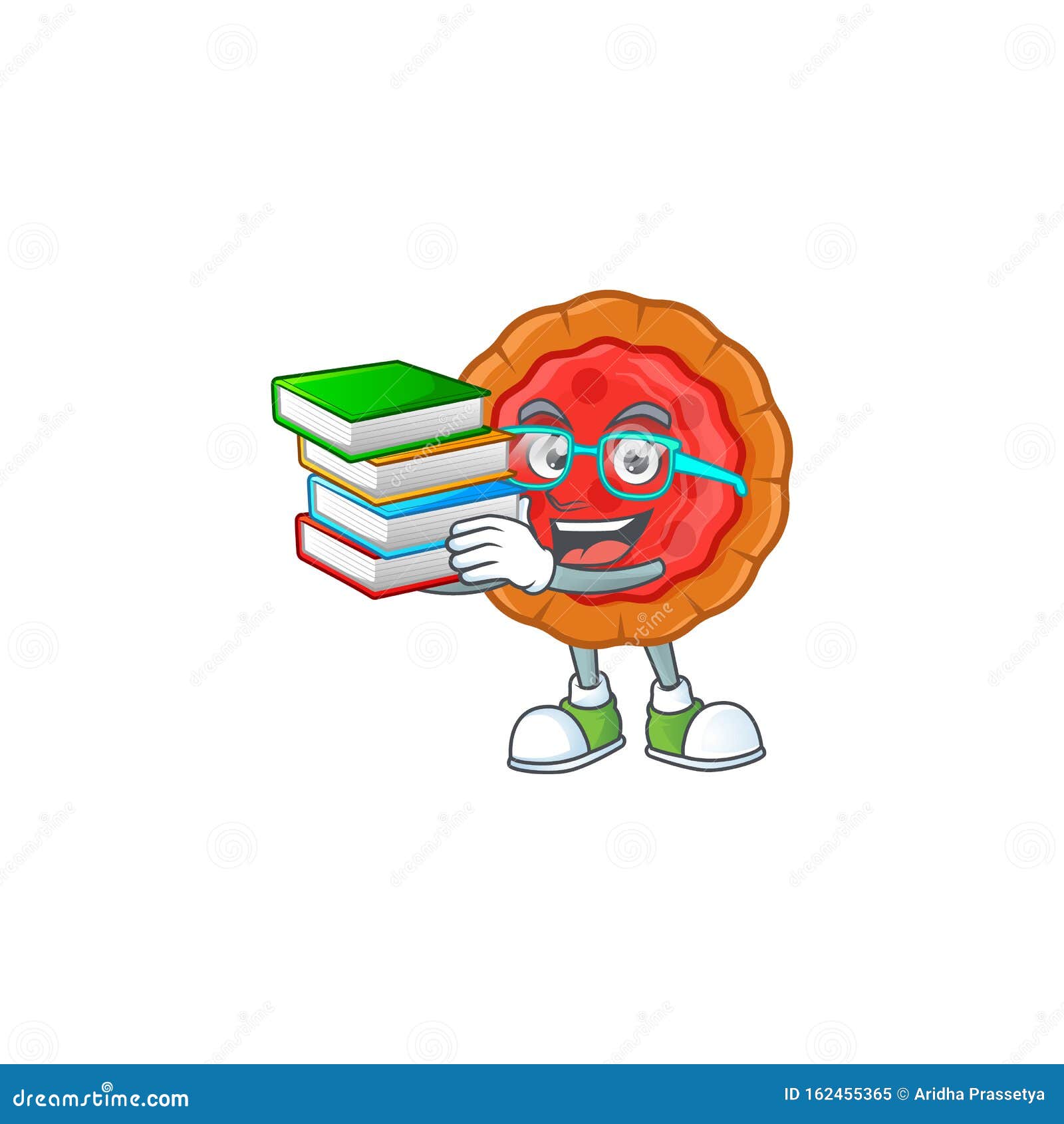 Student with Book Cherry Pie Cartoon Character with Mascot Stock Vector ...