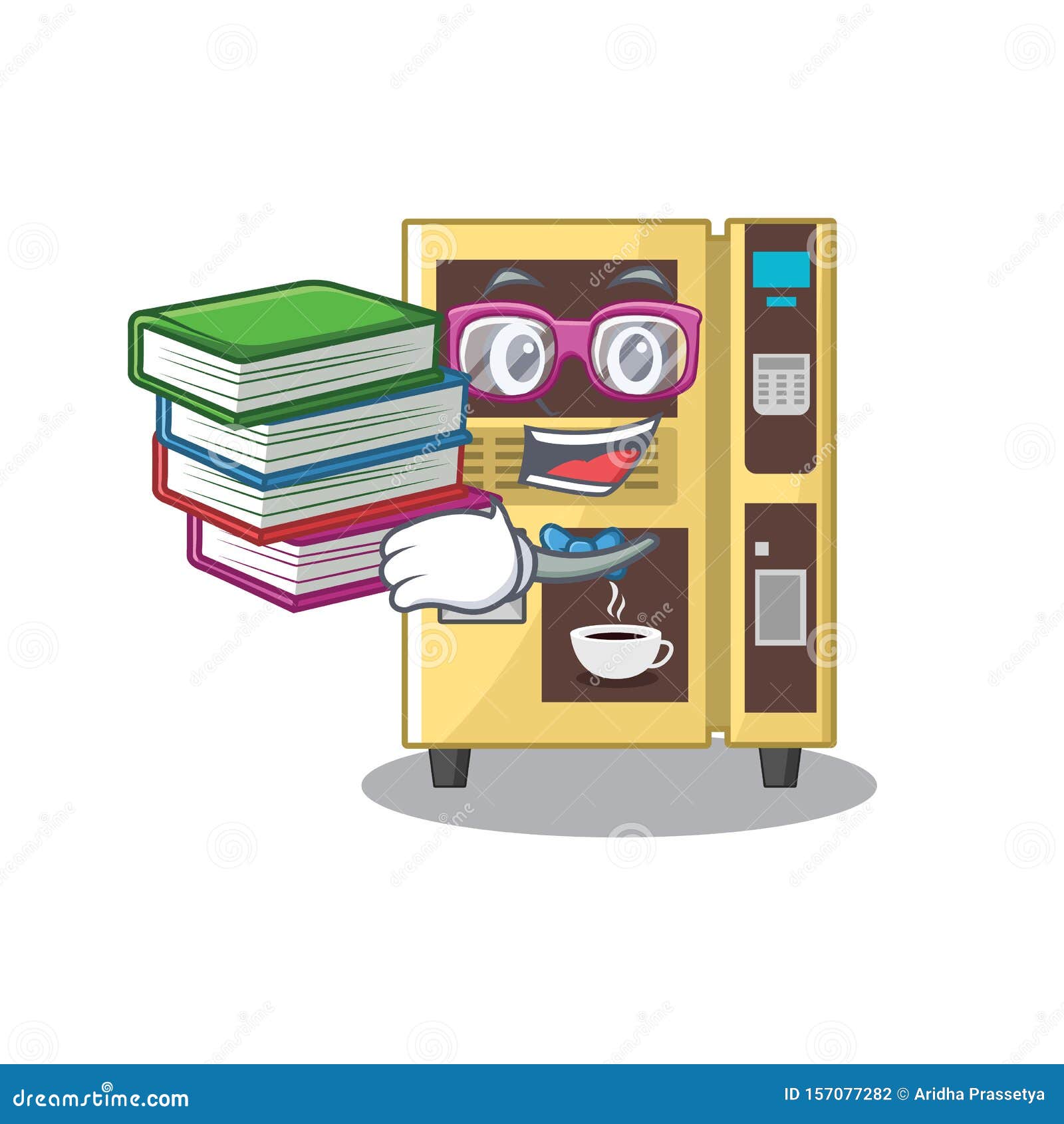 Student with Book Coffee Vending Machine in the Cartoon Stock Vector ...