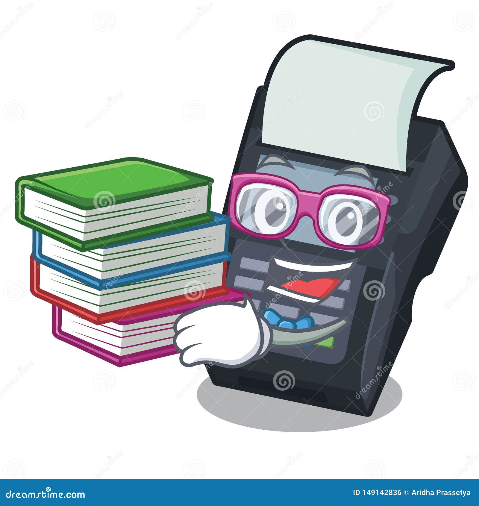 Student With Book EDC Machine On The Character Cardboard Vector ...