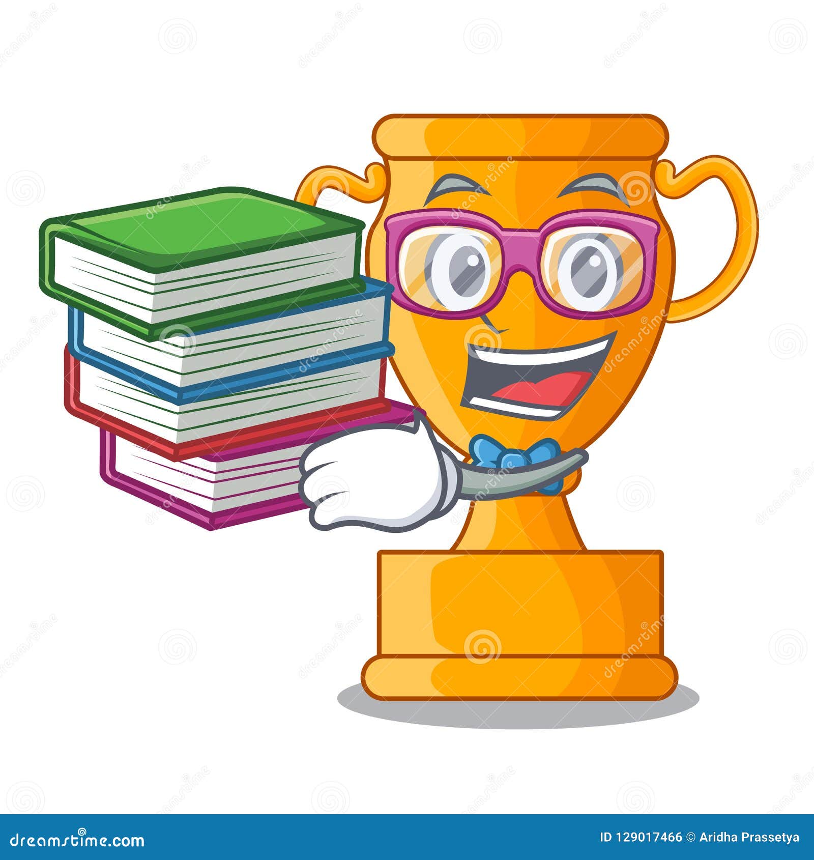 Student with Book Golden Trophy Cup Isolated on Mascot Stock Vector ...