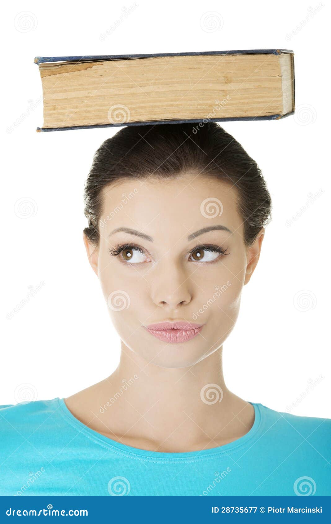 Student with Book on Her Head Stock Image - Image of face, happy: 28735677