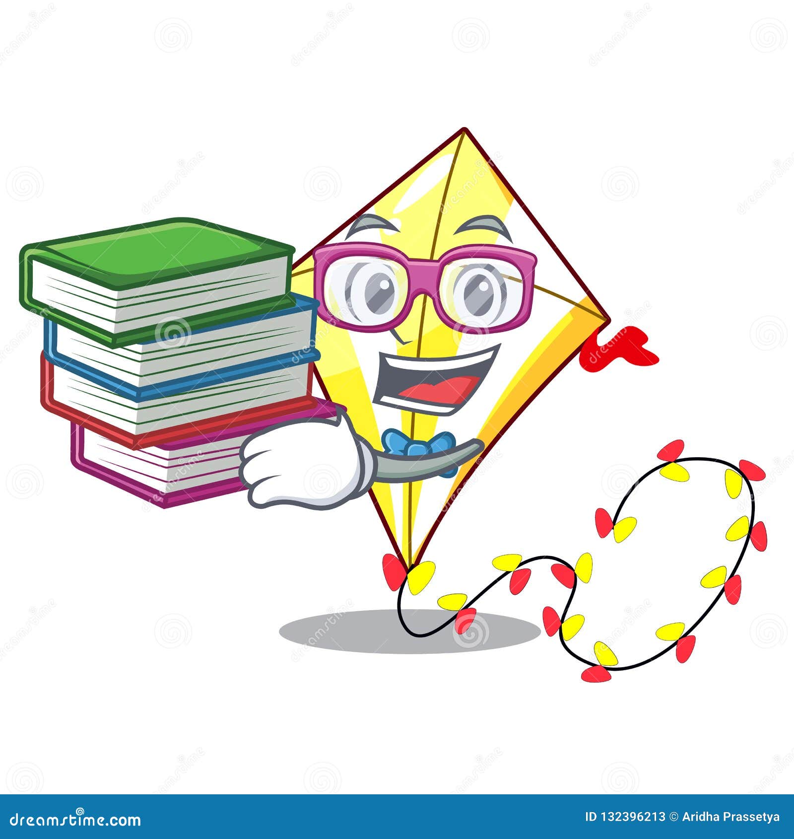 Student with Book Kite with on Clouds Shape Character Stock Vector ...