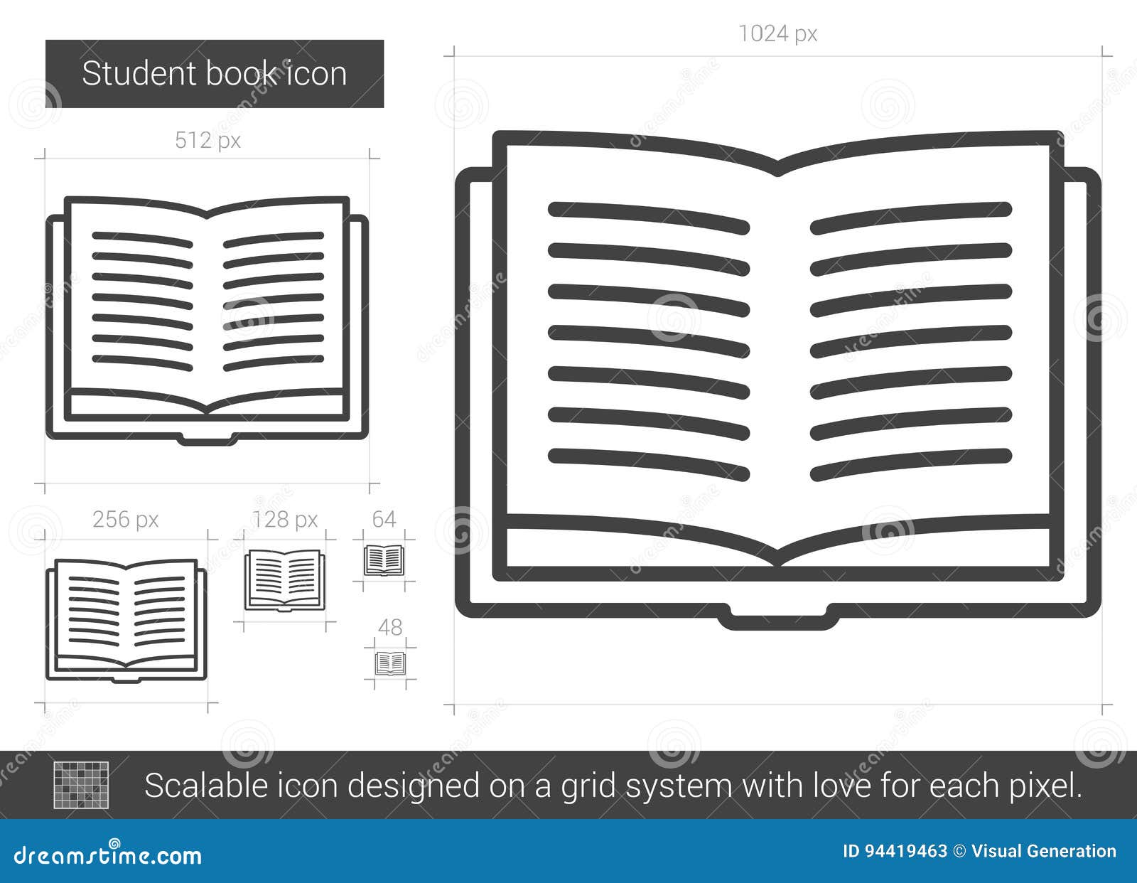 Student book line icon. stock vector. Illustration of learn - 94419463