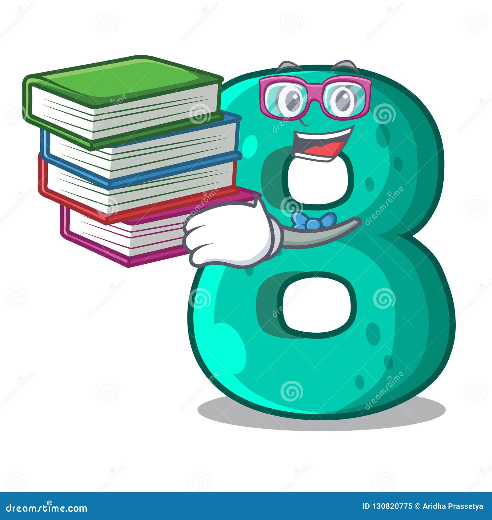 Student with Book Number Eight Volume Logo the Mascot Stock Vector ...