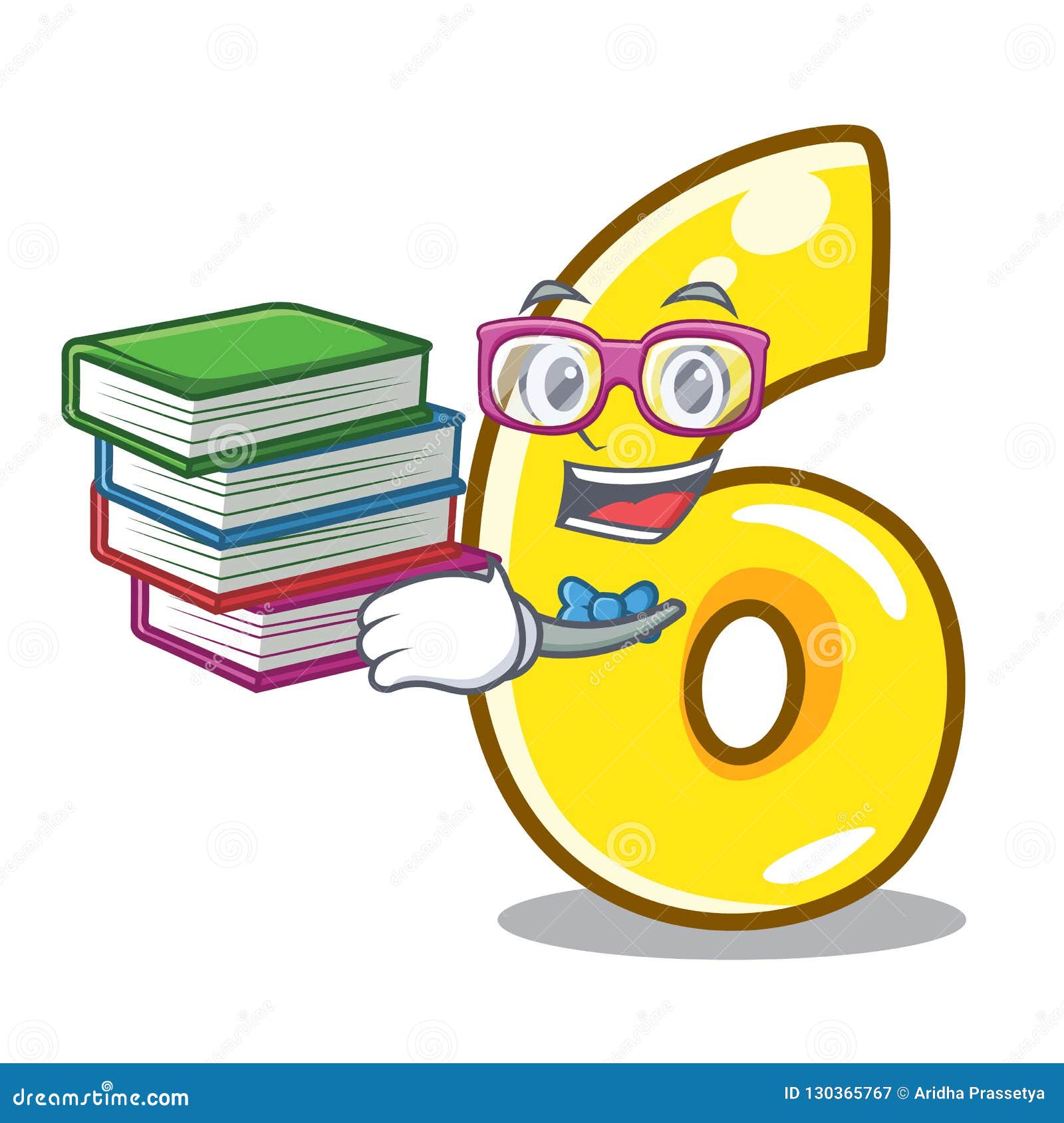 Student with Book Number Six Isolated on the Mascot Stock Vector ...