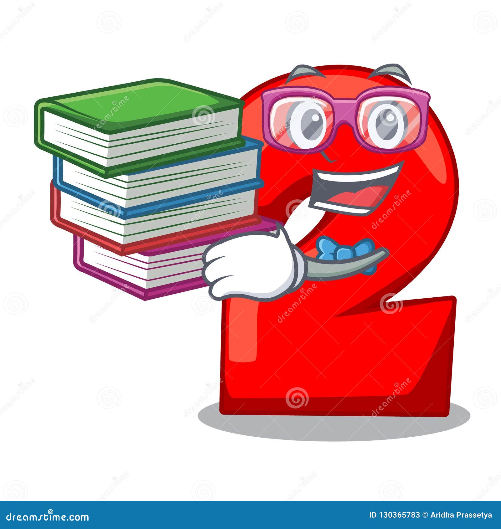 Student with Book Number Two Red Isolated on Mascot Stock Vector ...