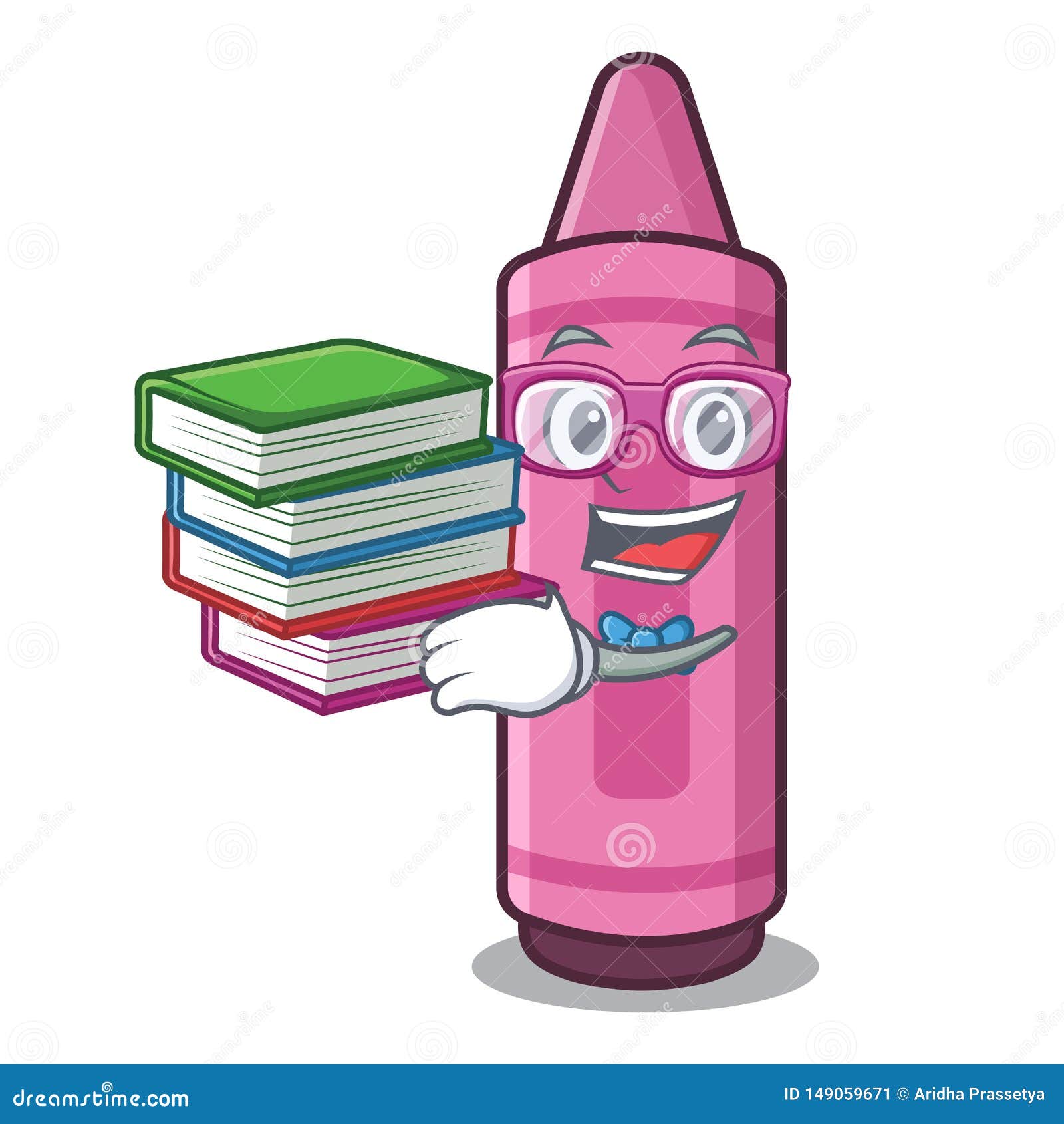 Student with Book Pink Crayon Above Cartoon School Book Stock Vector ...
