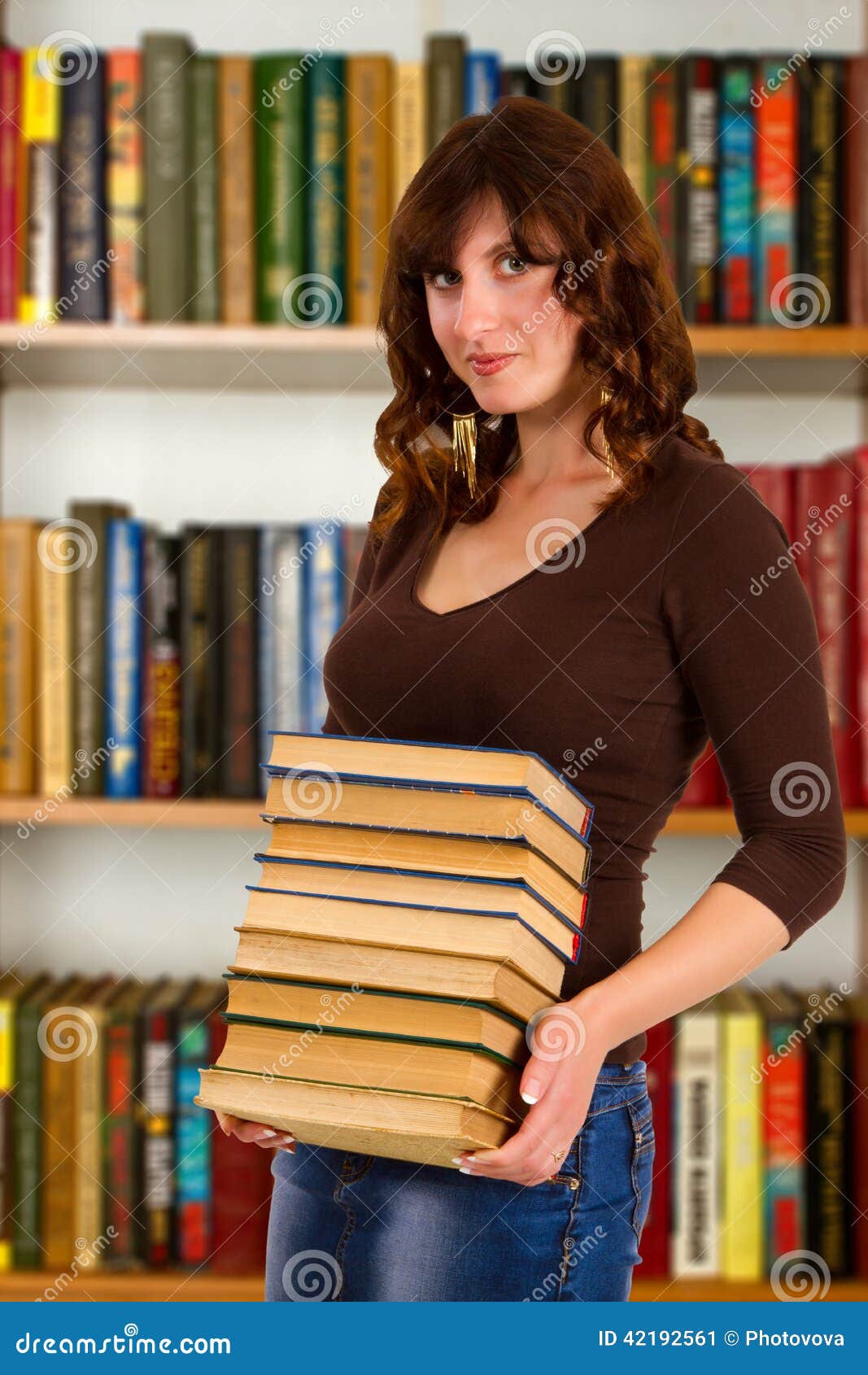 Student with book stock image. Image of library, book - 42192561