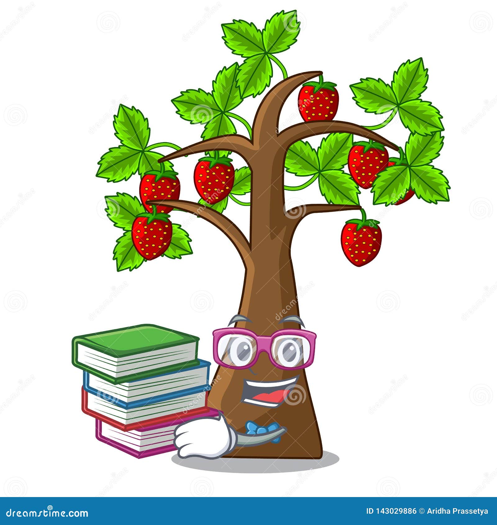 Student with Book Strawberry Tree Isolated with the Cartoon Stock ...
