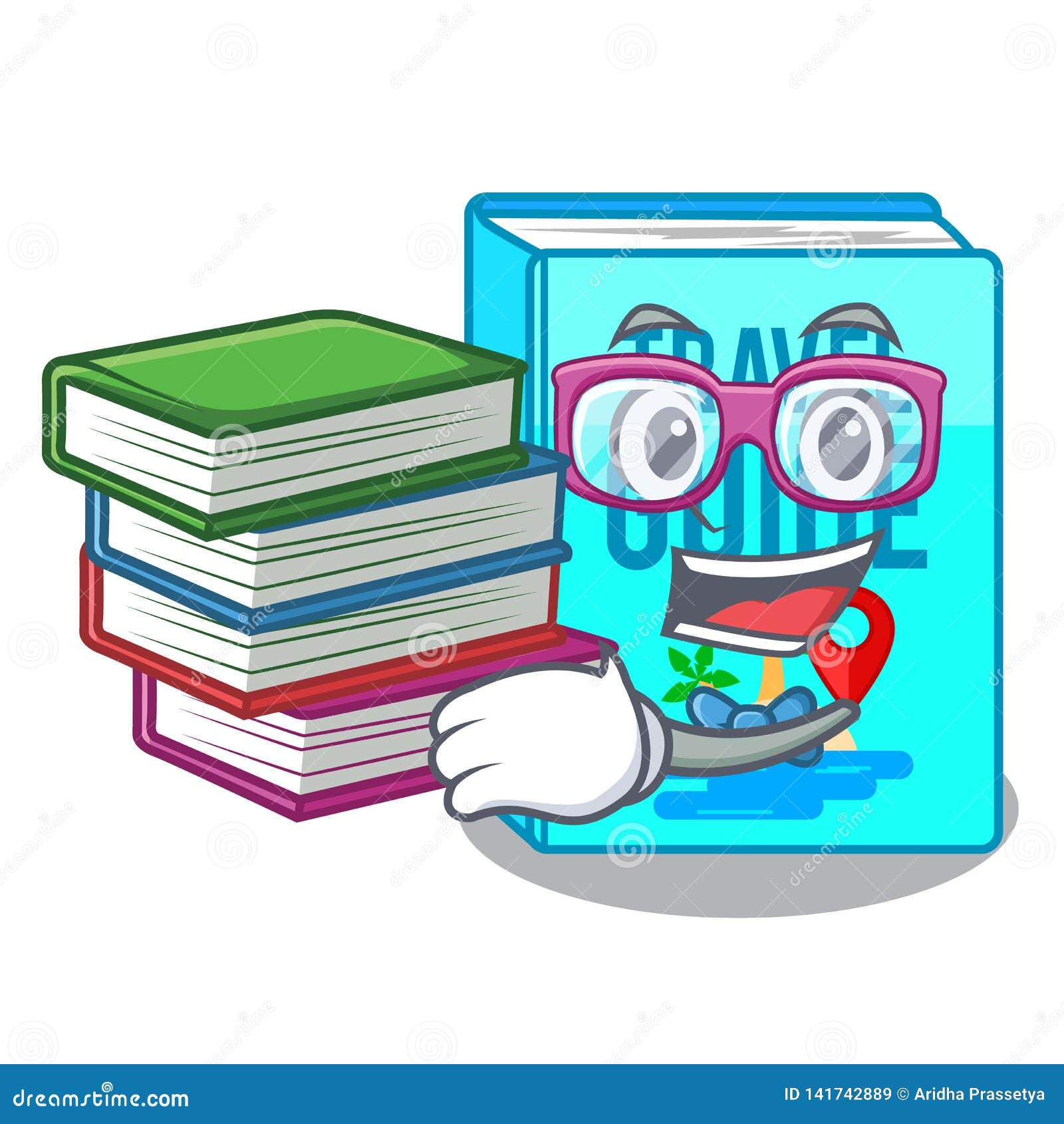 Student with Book Travel Guide Book Above Table Cartoon Stock Vector ...