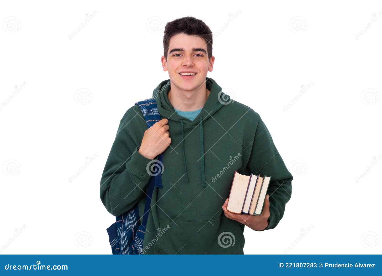 Student with Books and Backpack Isolated Stock Image - Image of pupil ...