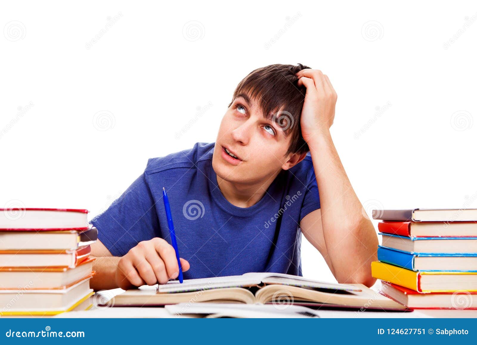 Student is dreaming stock image. Image of head, positive - 124627751