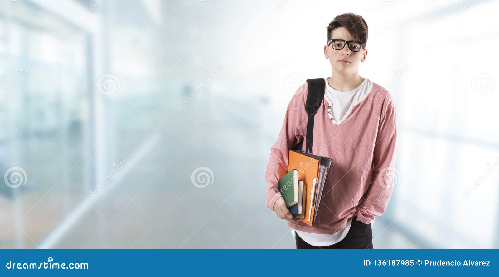 Student with backpack stock image. Image of copy, casual - 136187985