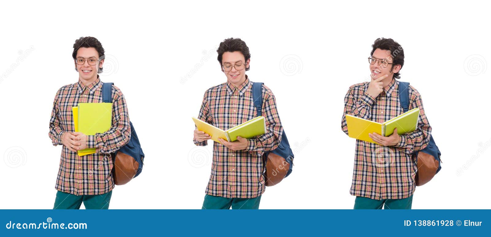 The Student with Books Isolated on White Stock Photo - Image of closeup ...