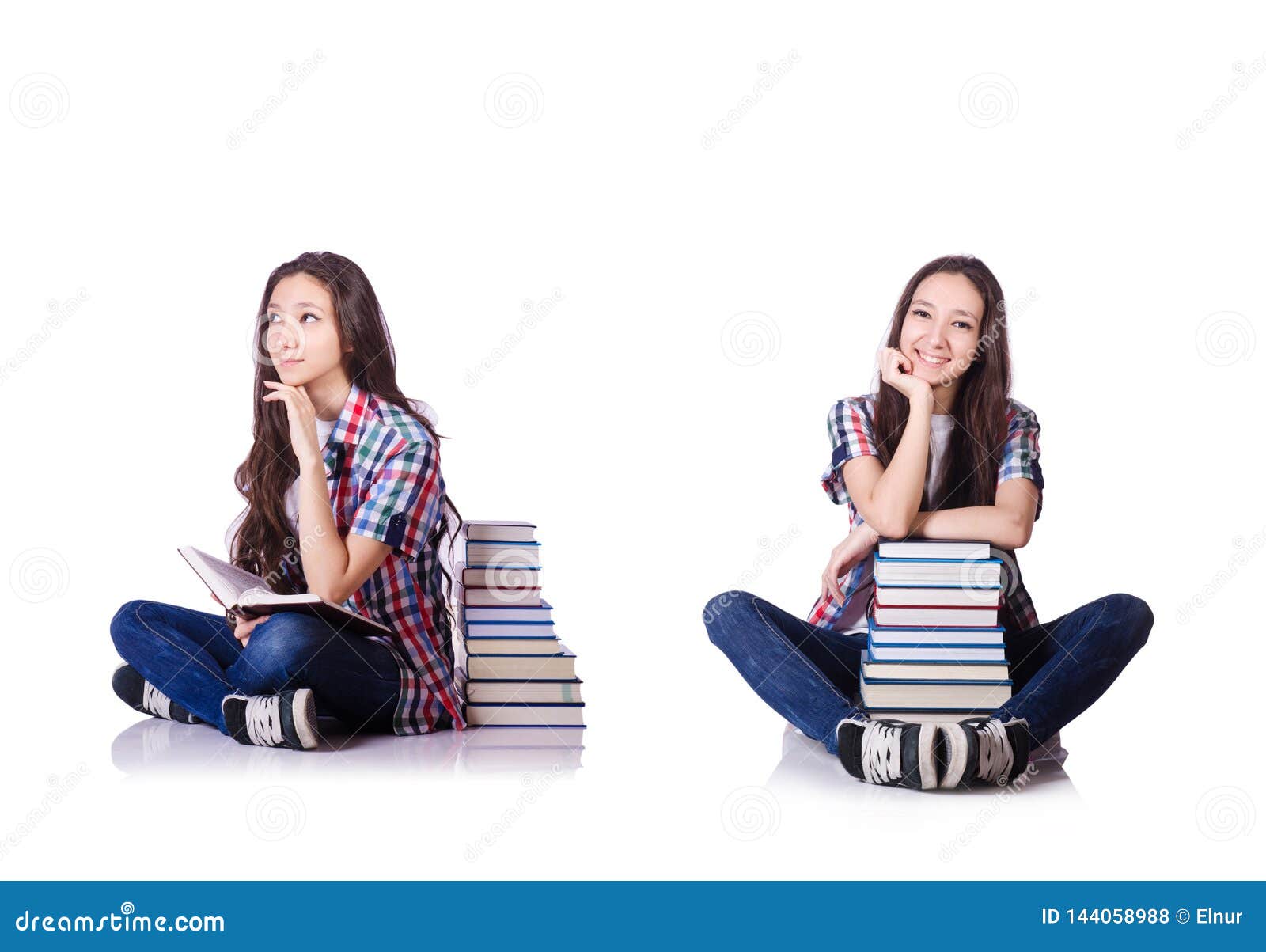 The Student with Books Isolated on White Stock Photo - Image of ...