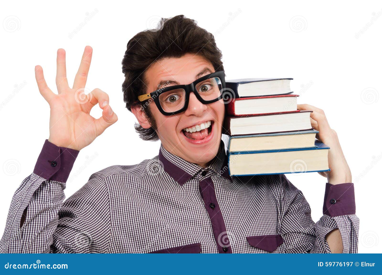 Student with Books Isolated on White Stock Image - Image of cheerful ...