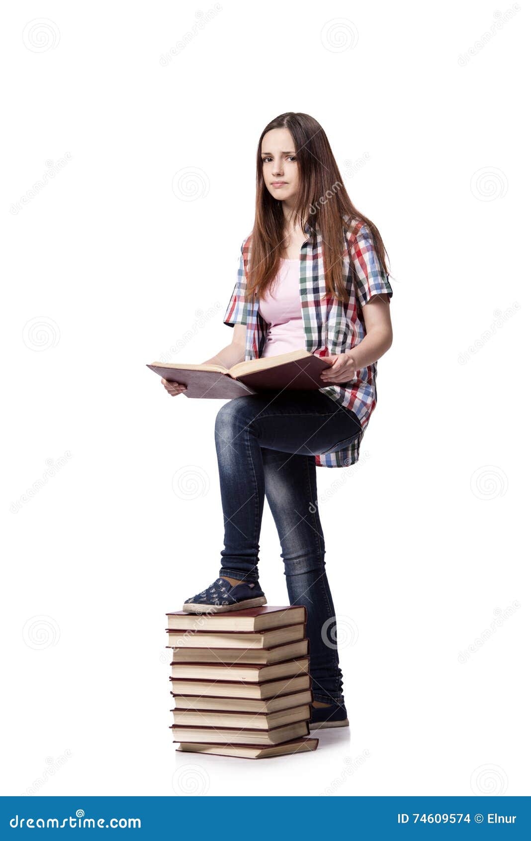 The Student with Books Isolated on the White Background Stock Photo ...