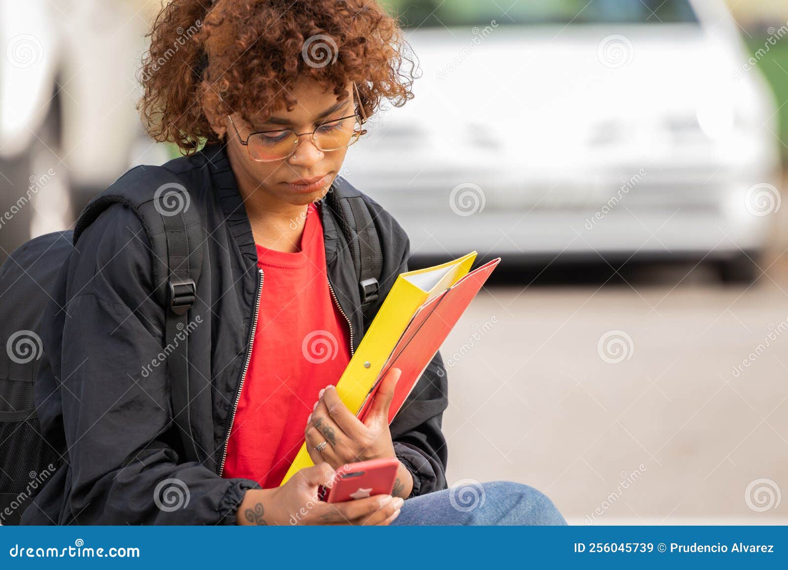 Student with Books and Mobile Phone Stock Image - Image of phone, class ...
