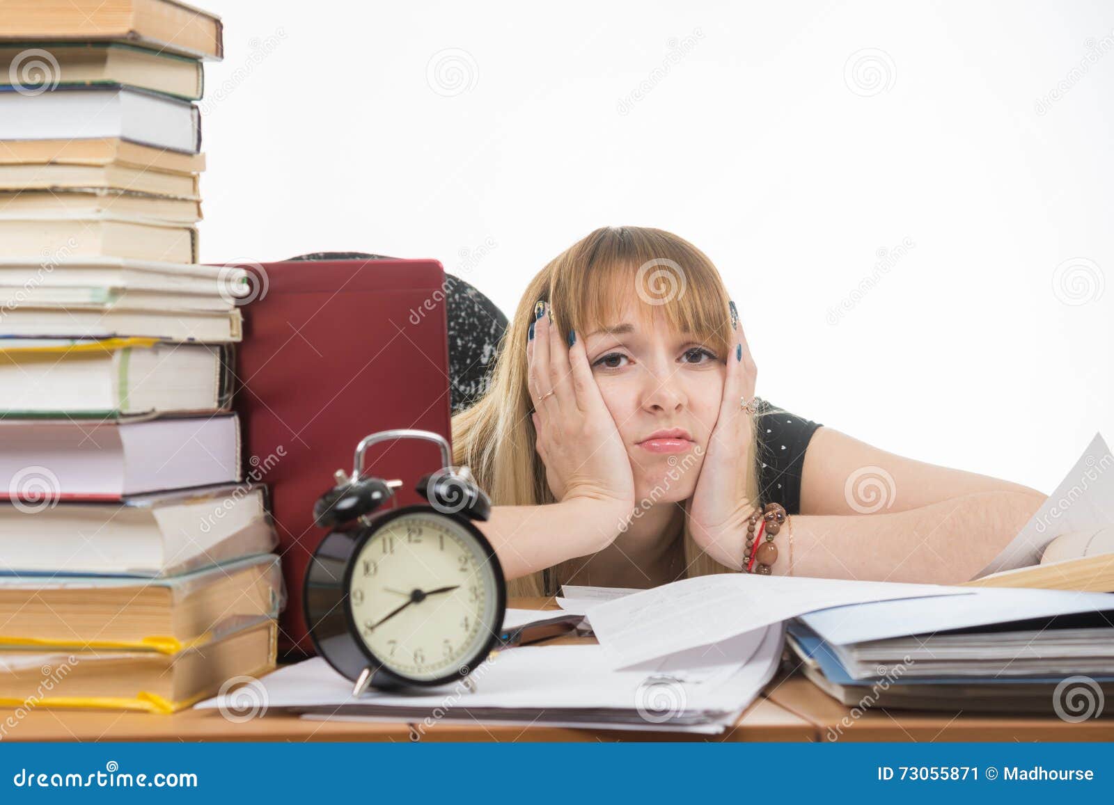 Student Bored and Tired of Doing Preparation for Exams Stock Image ...